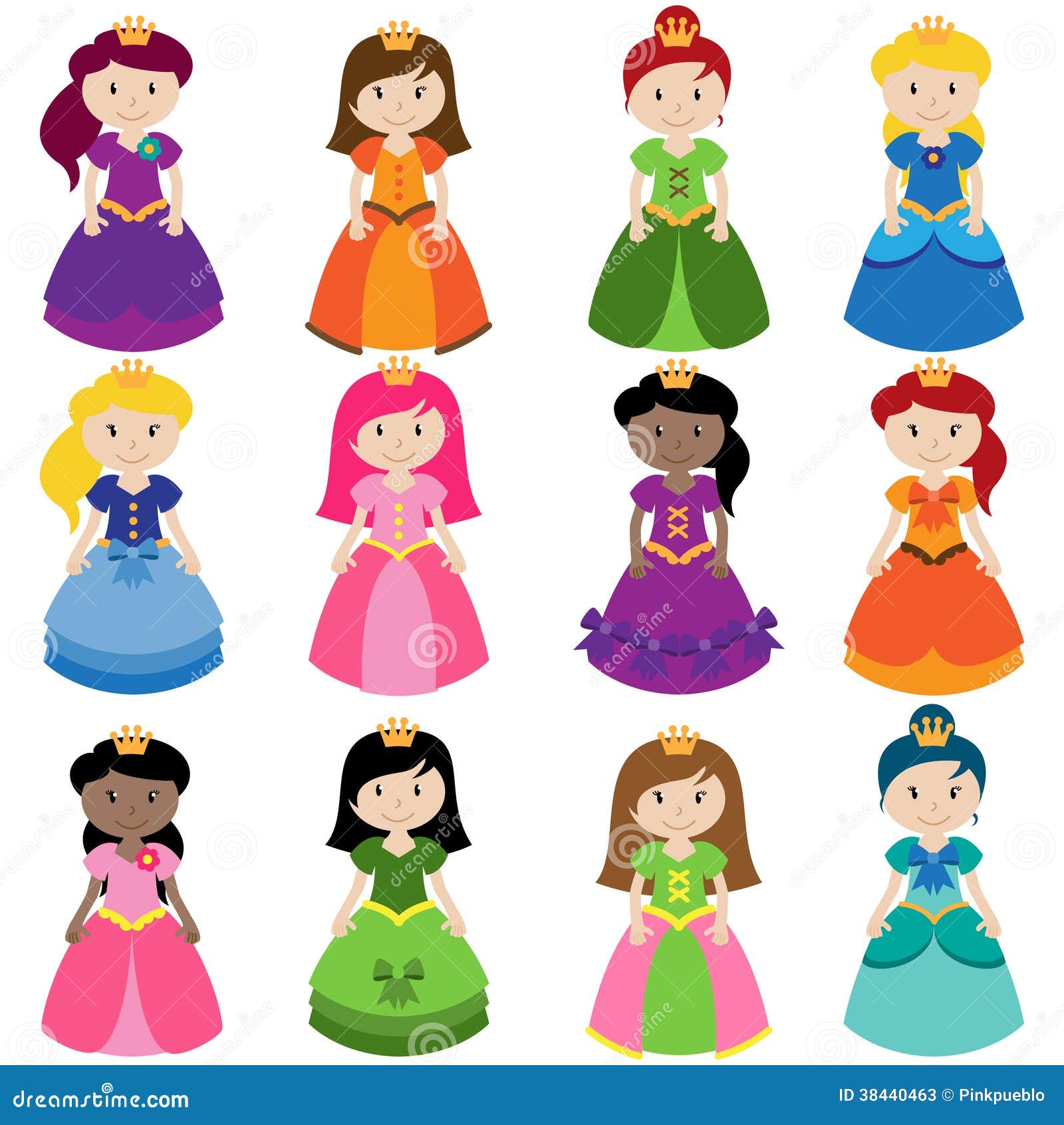 Vector Collection of Pretty Princesses Stock Vector - Illustration of ...