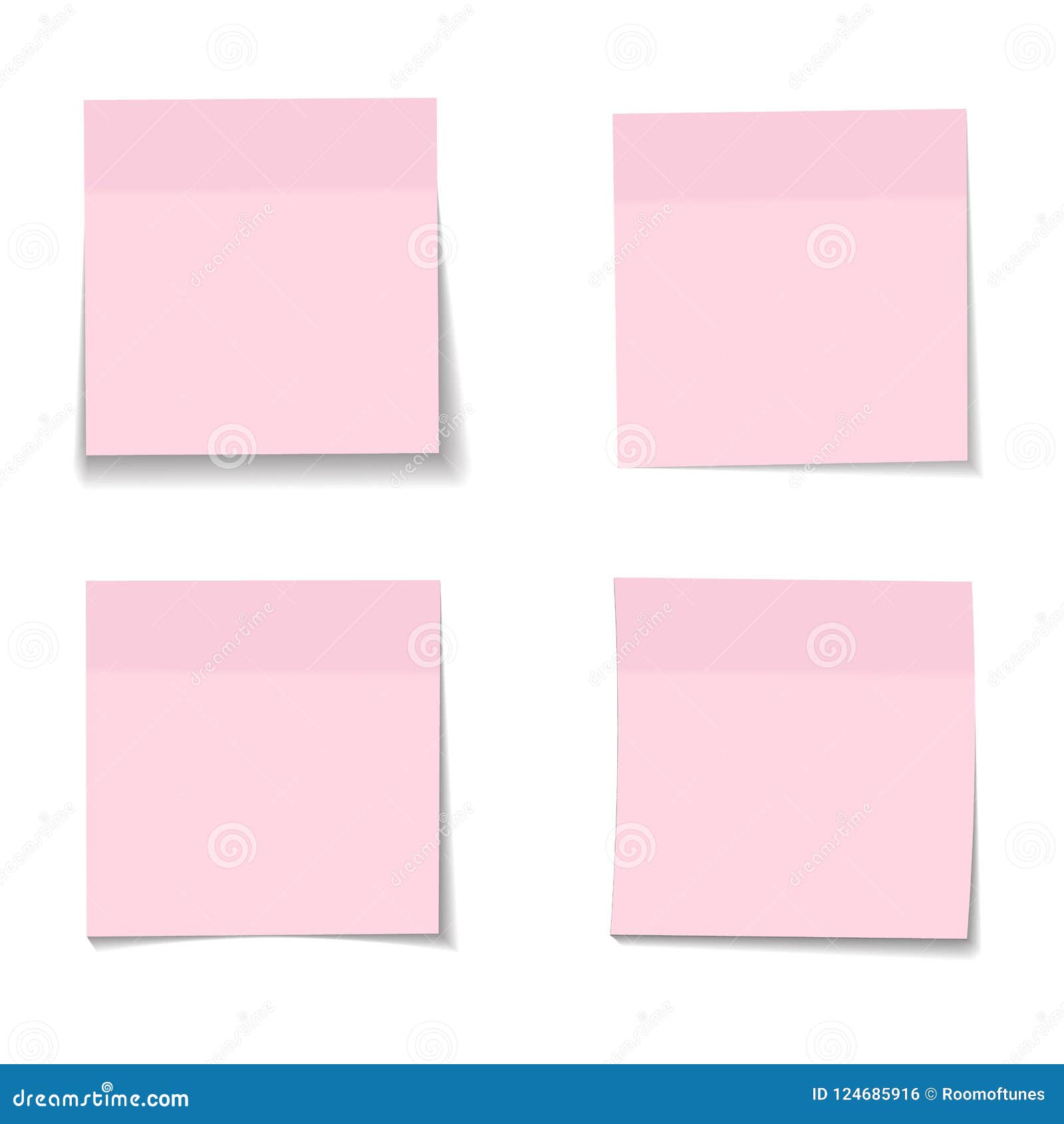 Vector Set of Realistic Paper Pink Memo Sheets Stock Vector ...