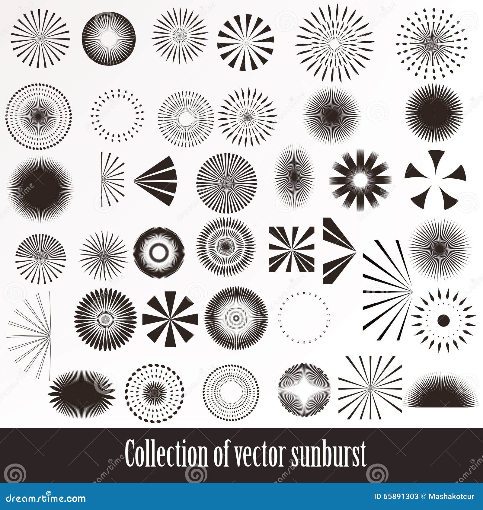 Vector Collection of Retro Sunbursts for Design Stock Vector ...