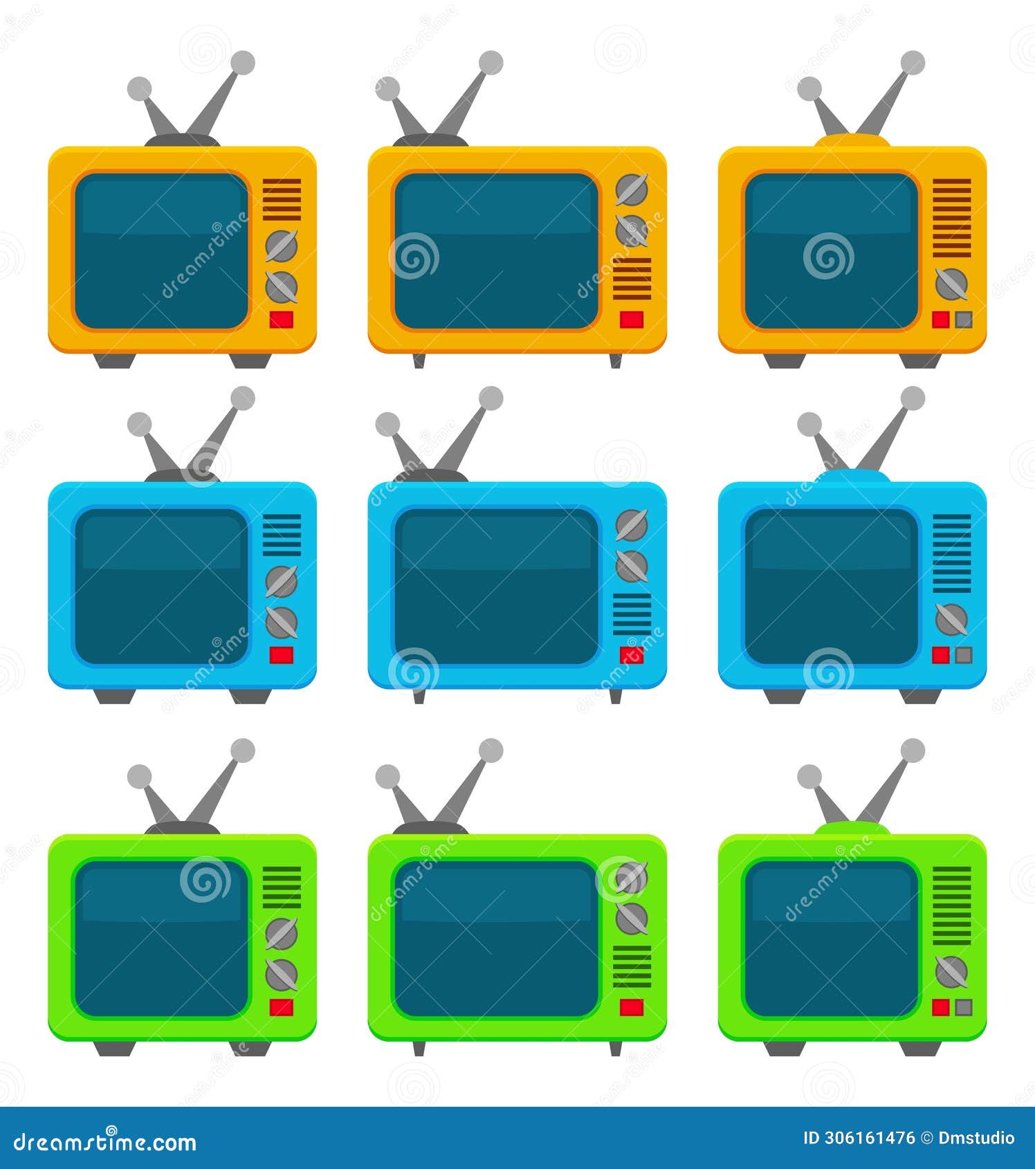 Vector Collection of Retro Tv Sets Stock Vector - Illustration of home ...