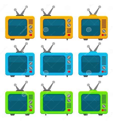 Vector Collection of Retro Tv Sets Stock Vector - Illustration of home ...