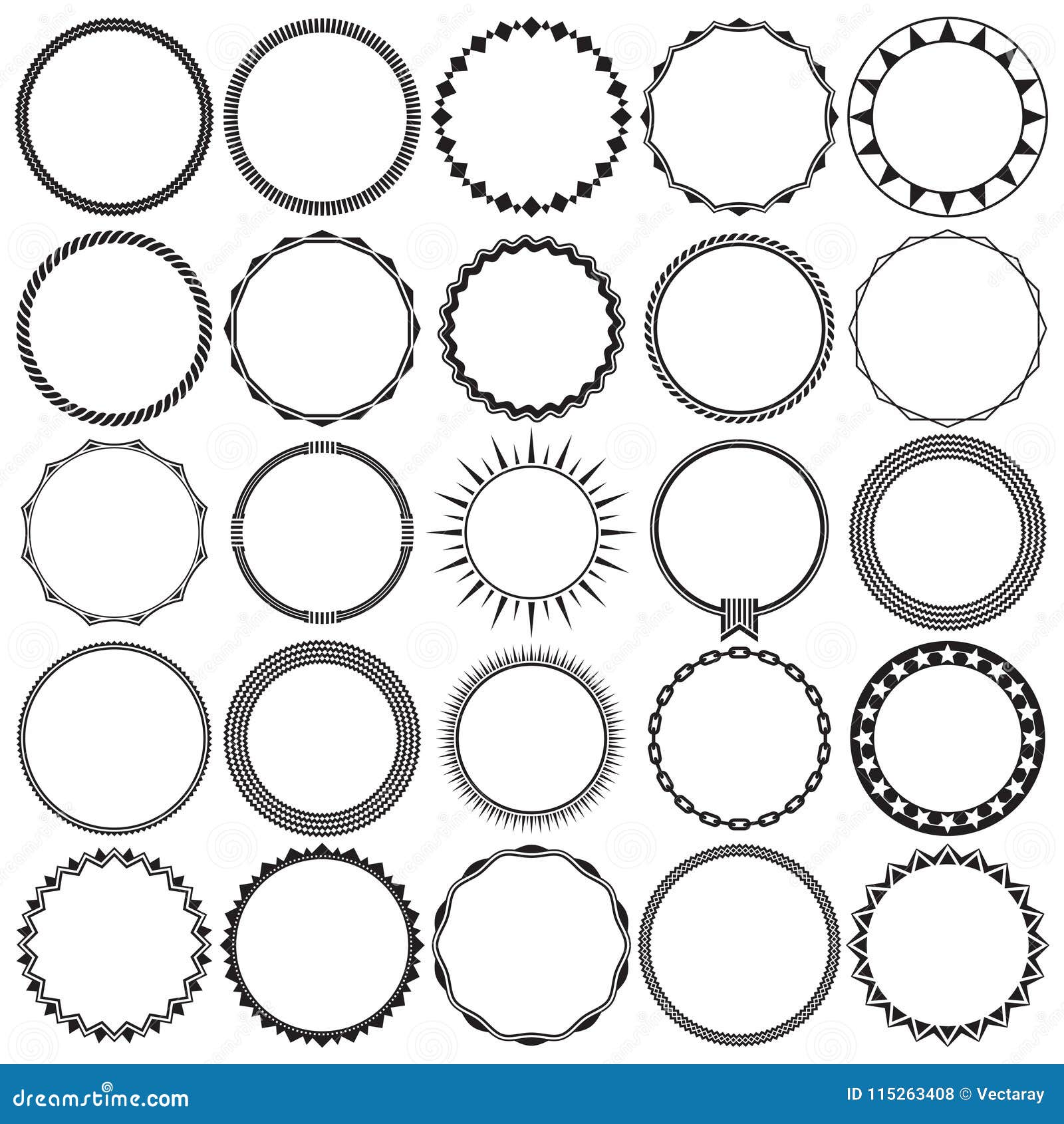 Vector Collection Of Round Decorative Border Frames With Clear ...