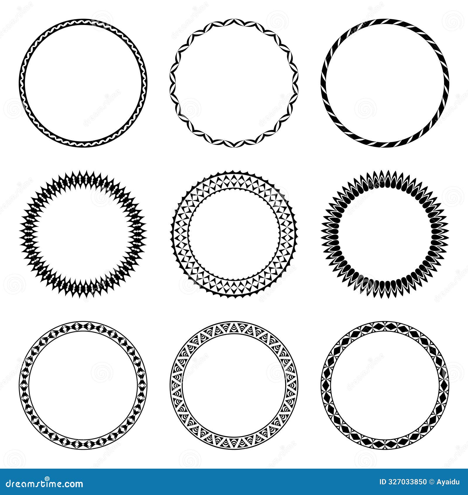 Vector Collection of Round Thick and Thin Black Frames Isolated on ...