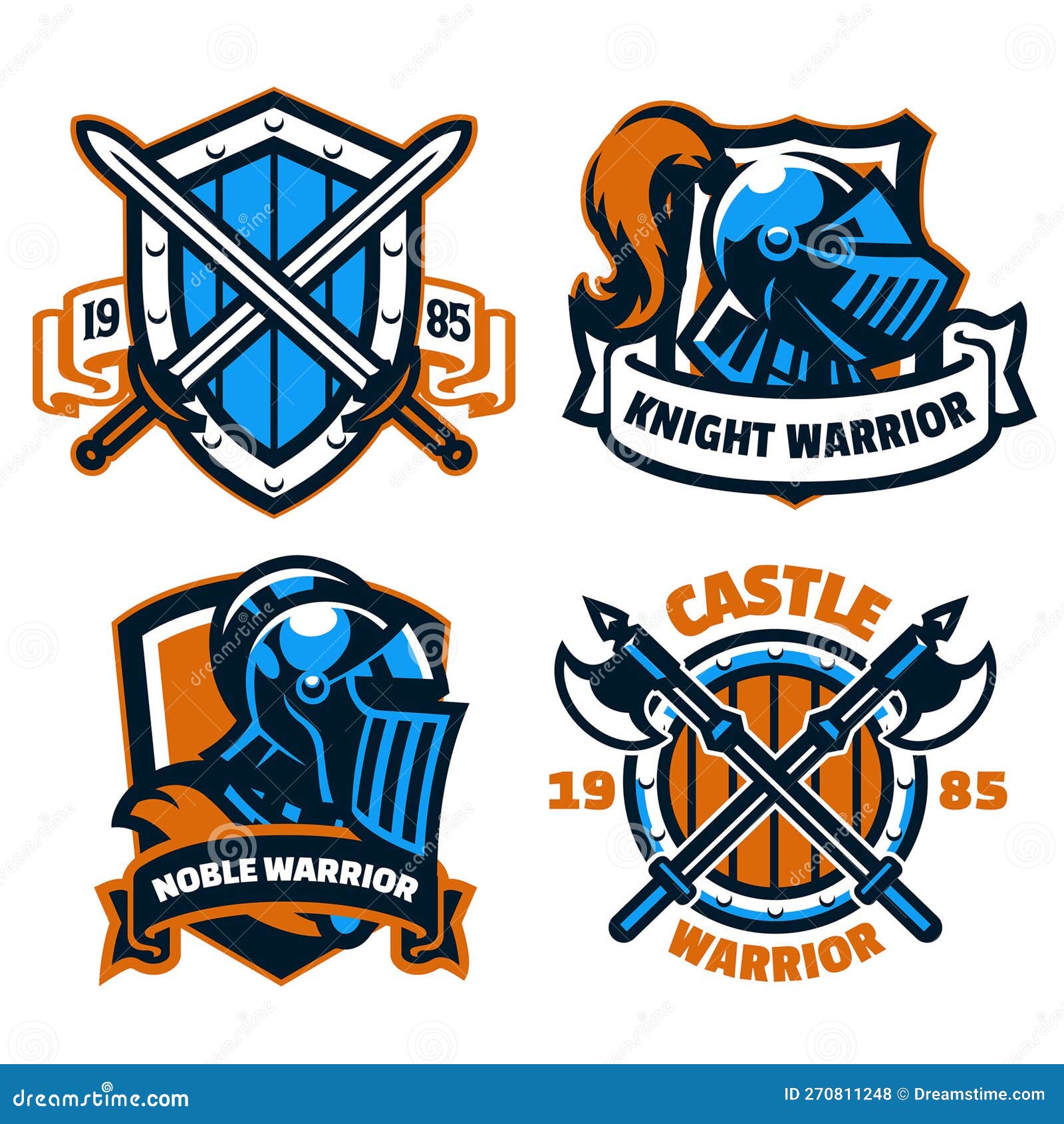 Collection Set of Knight Badge Stock Vector - Illustration of coat ...