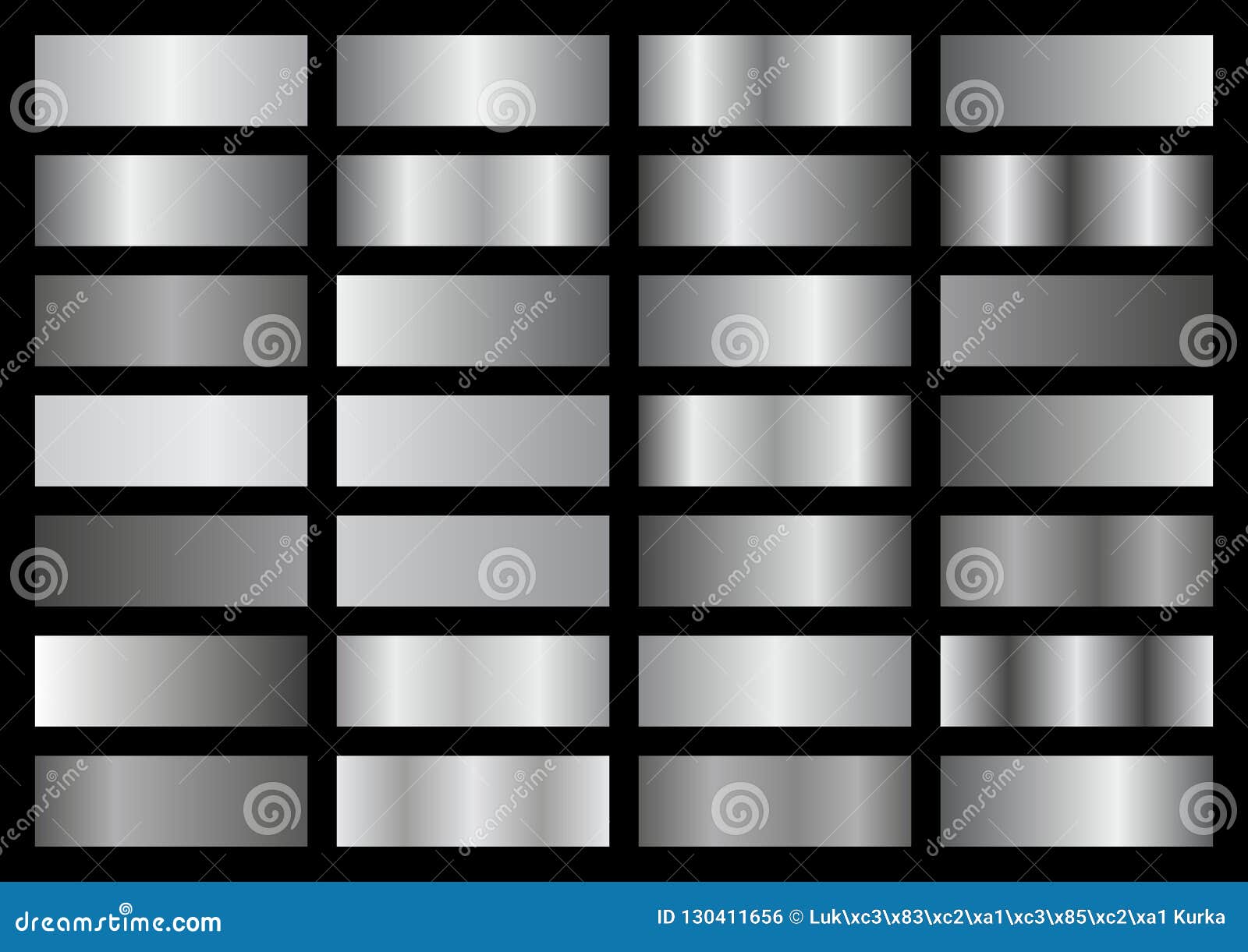 Vector Collection of Silver Metallic Gradients Stock Vector ...