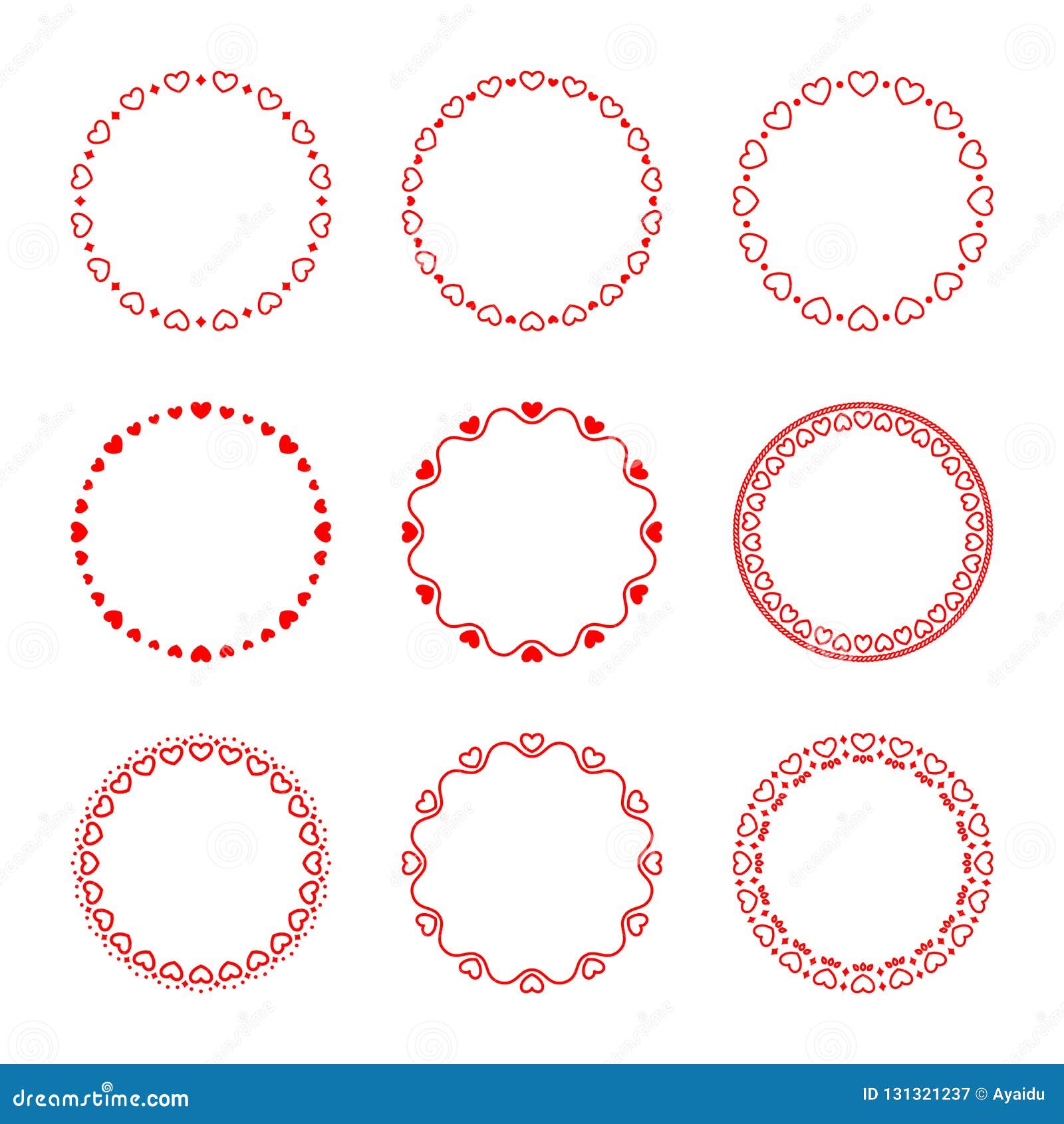 Vector Collection of Simple Romantic Round Frames Stock Vector ...