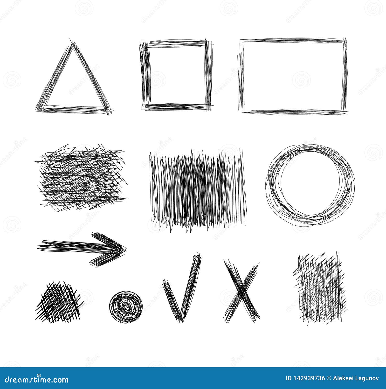 Vector Collection of Sketch Design Elements, Scribble Drawings Isolated ...