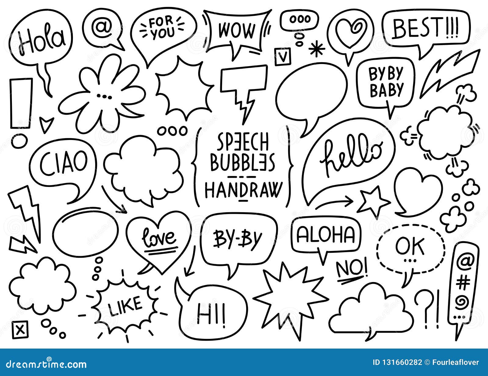 Vector Sketched Speech Bubbles Stock Vector - Illustration of cartoon ...