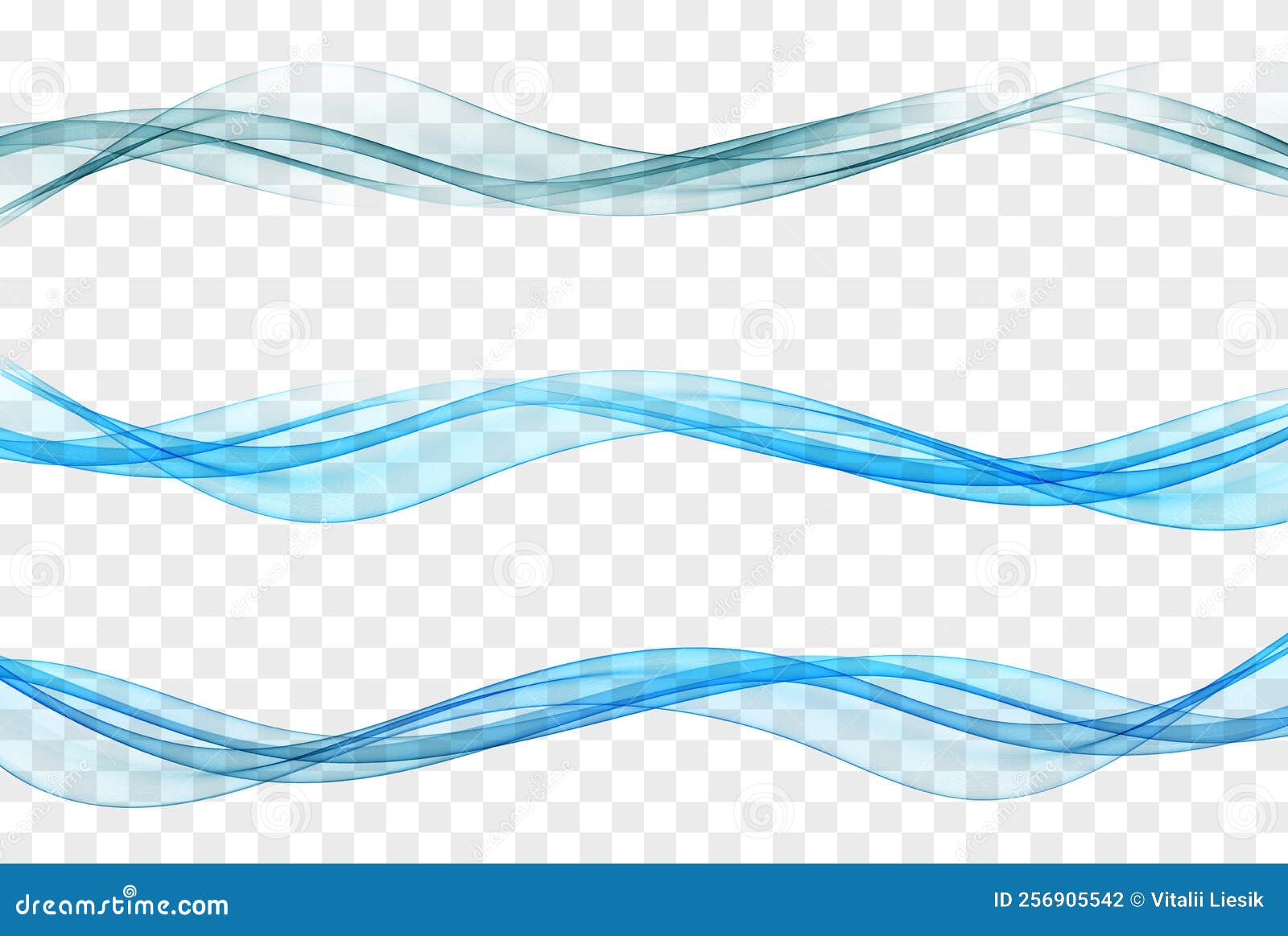 Vector Collection Of Soft Blue Waves. Abstract Smooth Soft Dividing ...