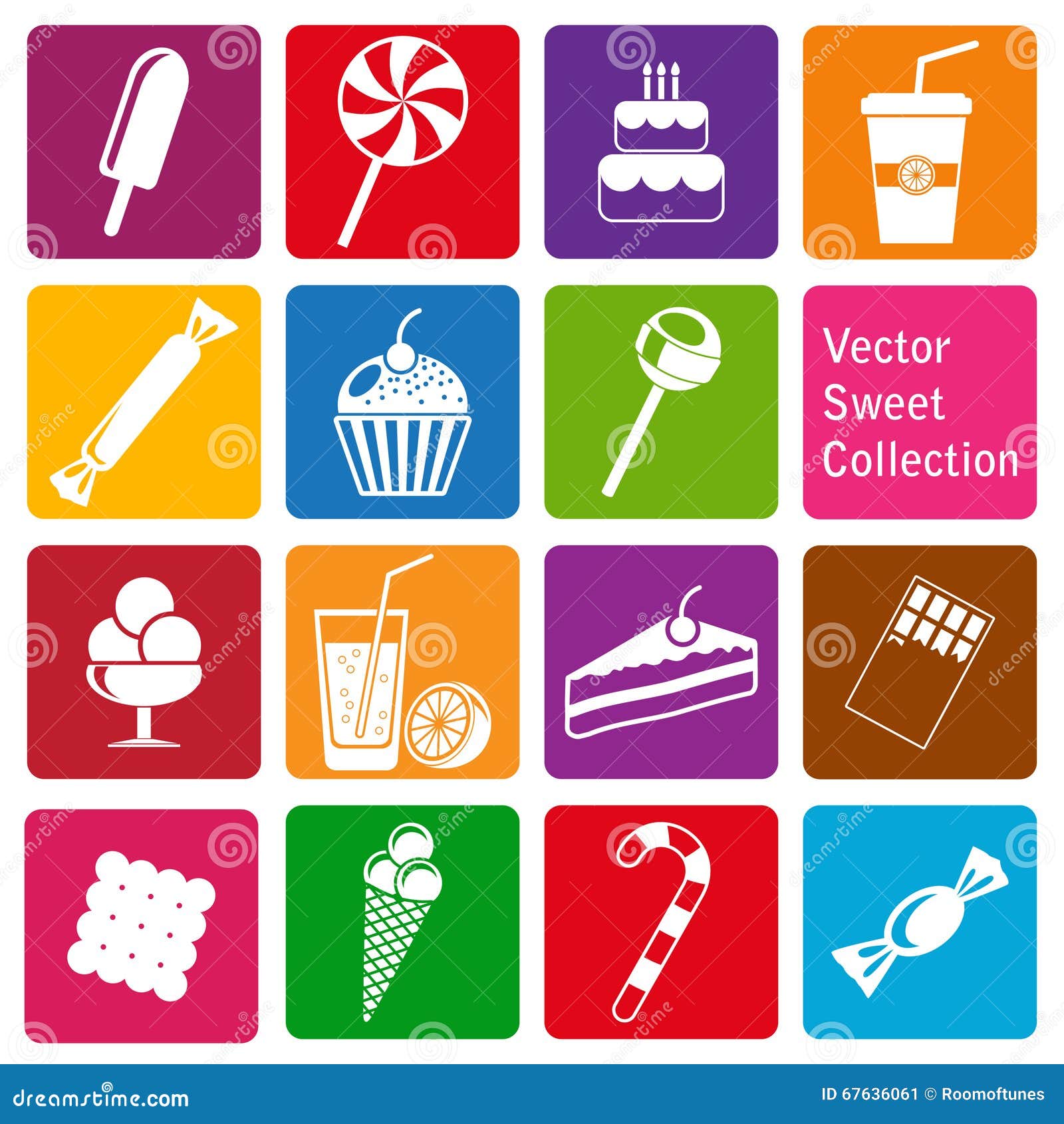Vector Collection: Sweets Icons Stock Vector - Illustration of green ...