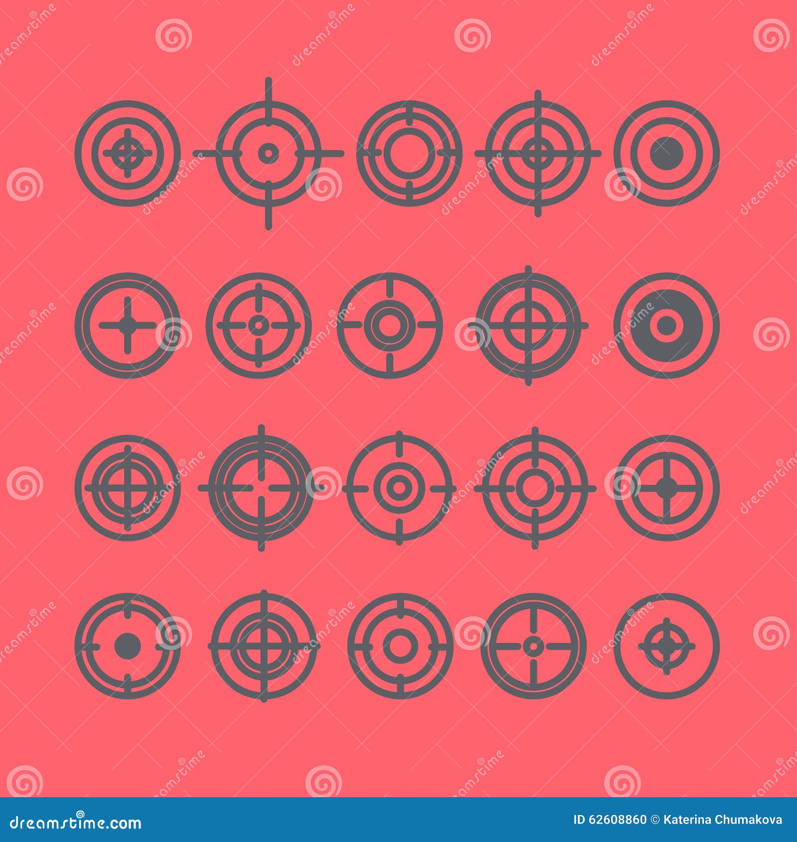 Vector Collection of Target Flat Icons. Stock Vector - Illustration of ...