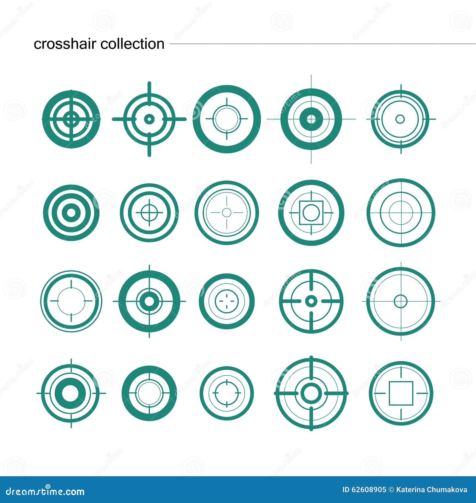 Set Target Flat Icons. Crosshairs Icon Set Isolated. Target Aim And ...