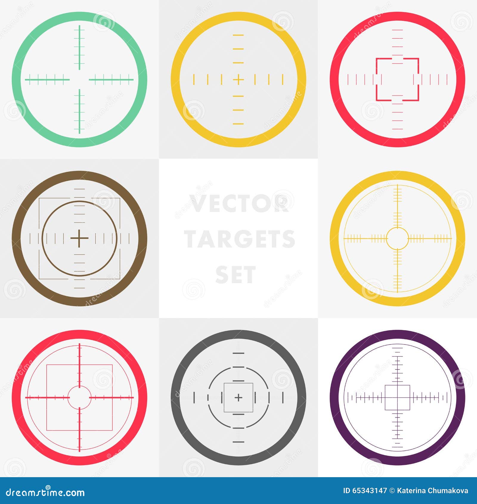 Vector Collection of Target Flat Icons. Stock Vector - Illustration of ...