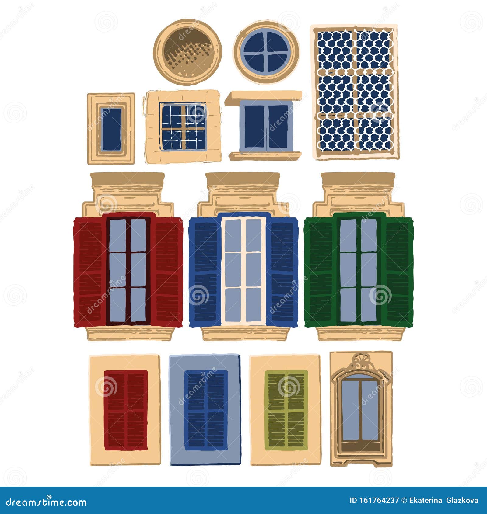 Vector Collection of Traditional Maltese Windows with Various ...