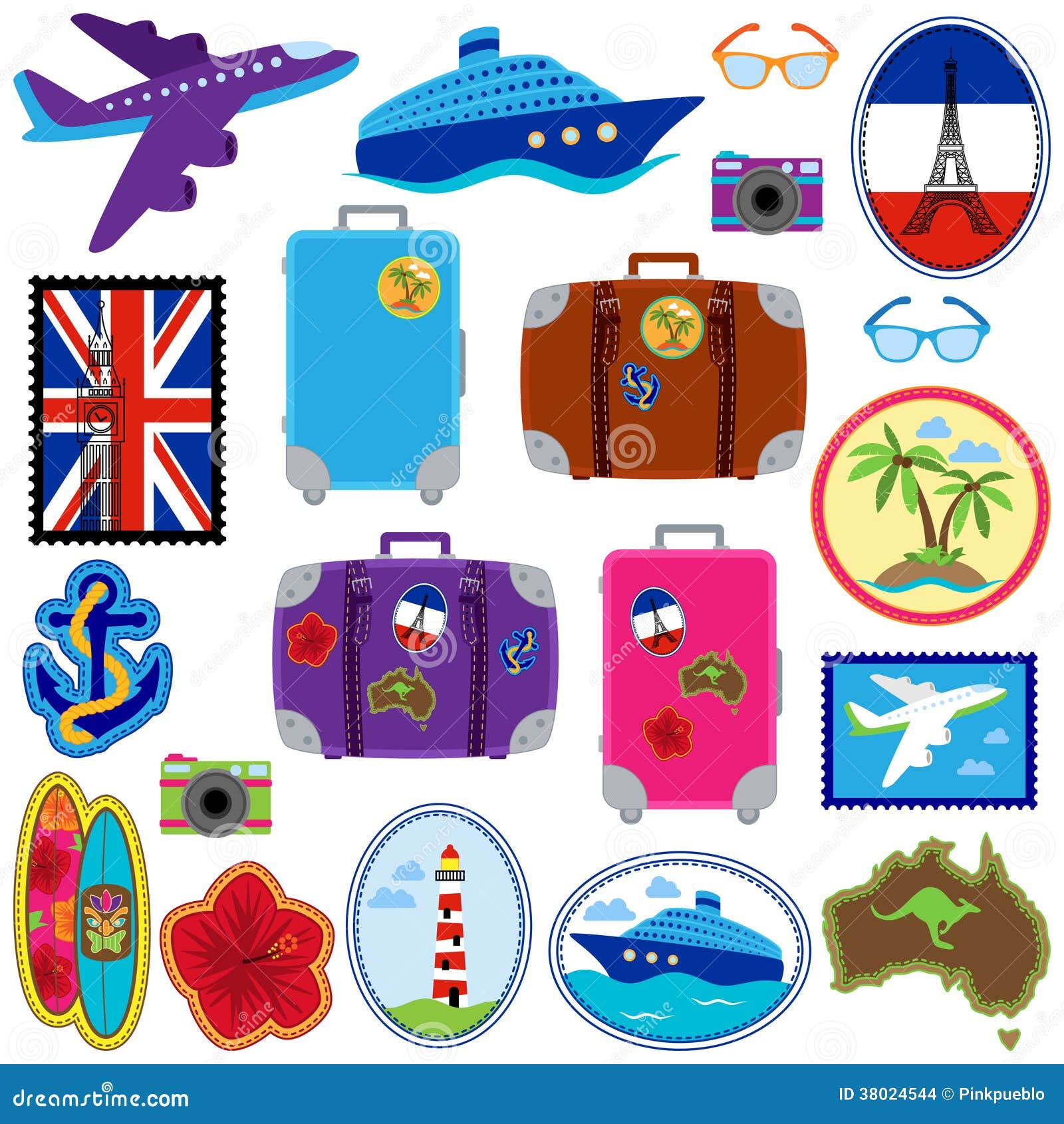 Vector Collection of Travel Stickers, Stamps, Badges Stock Vector ...