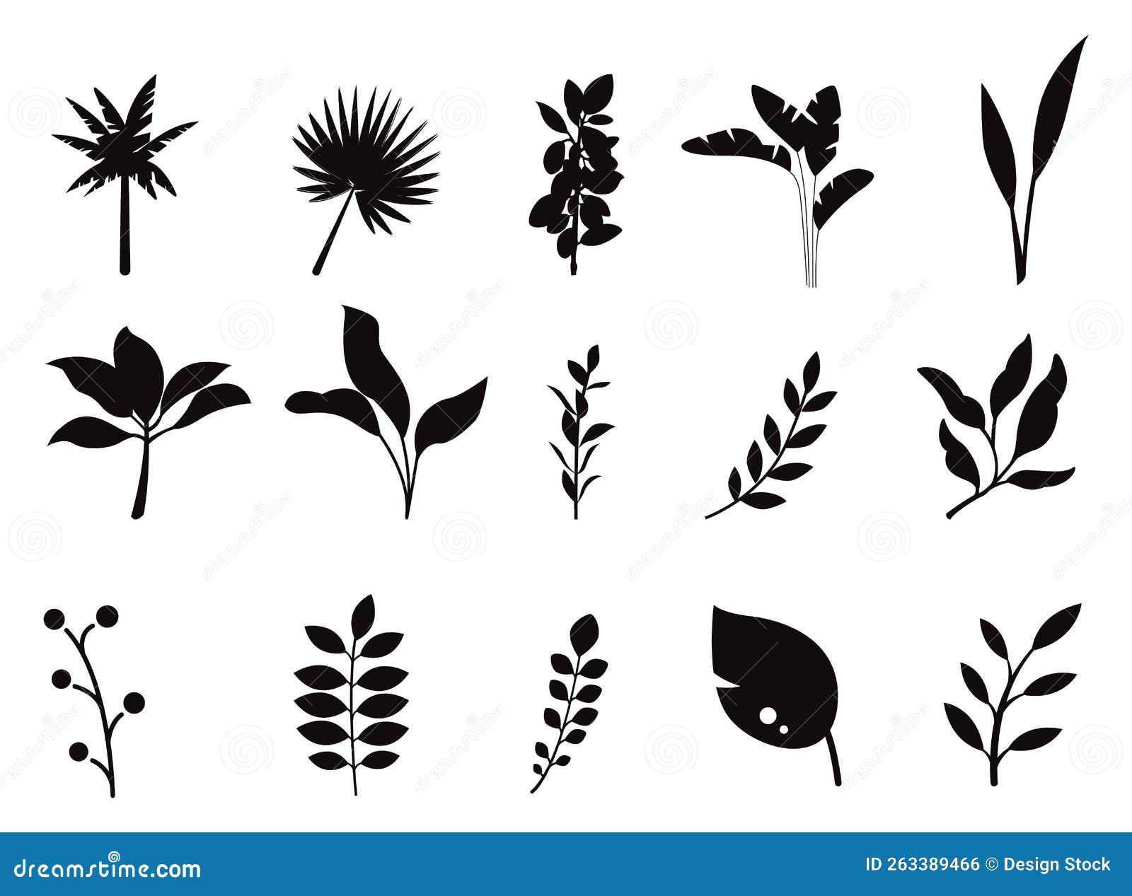Vector Collection of Tree and Leaf S Silhouettes Isolated Silhouette ...