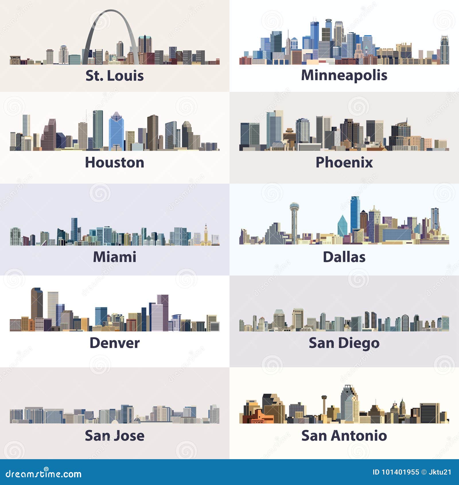 Vector Collection of United States City Skylines Stock Vector ...