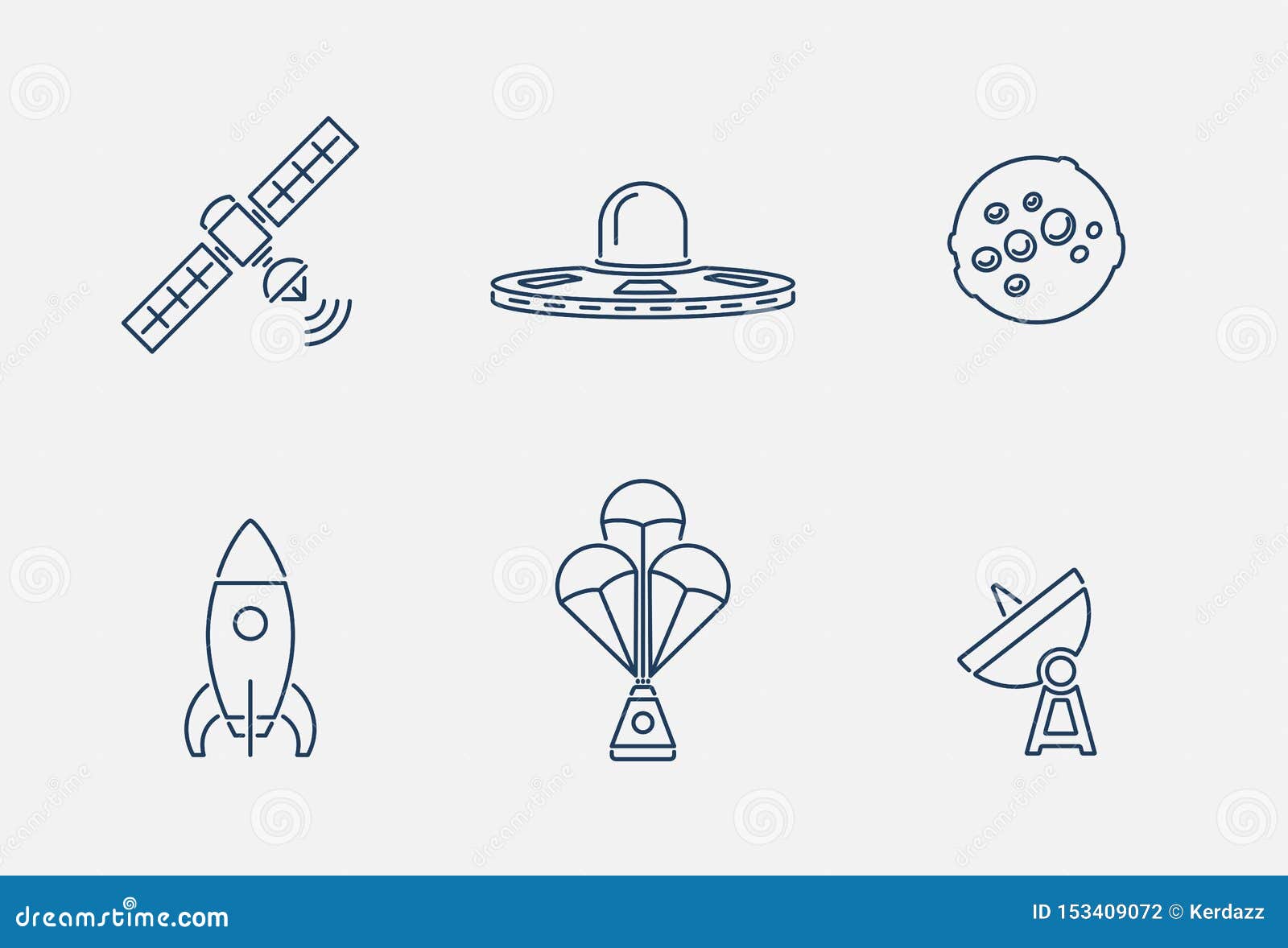 Thin outline space icons stock vector. Illustration of sign - 153409072