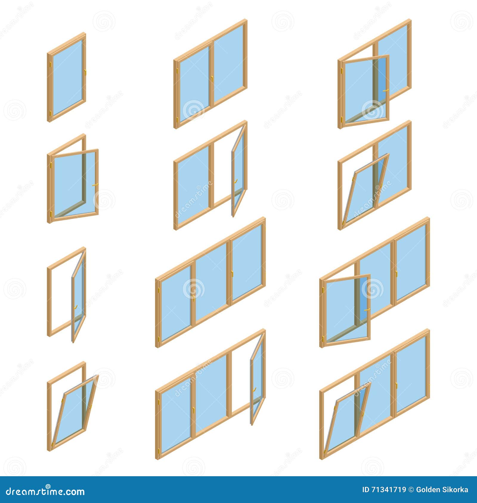 Vector Collection Of Various Windows Types. For Interior And Exterior ...