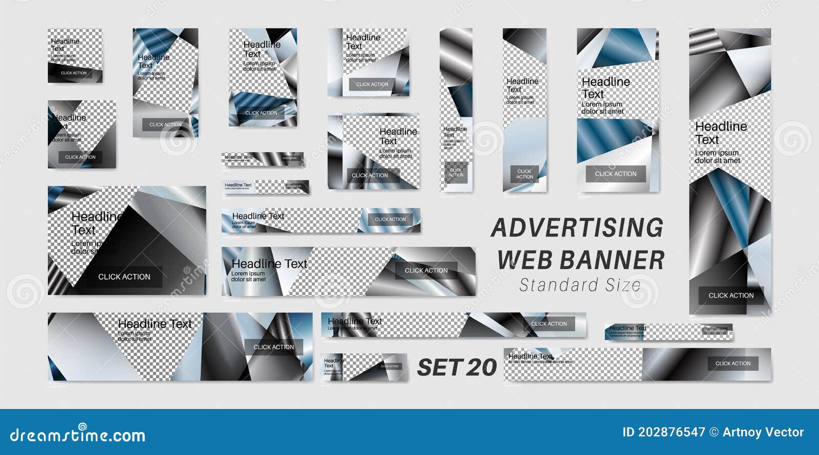 Vector Collection of Web Banner Ad with Standard Sizes. Background with ...