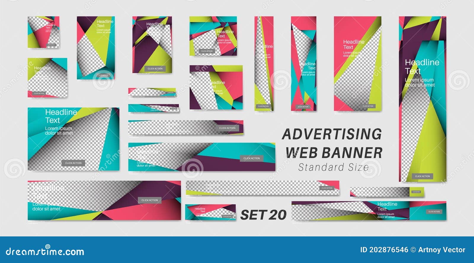 Vector Collection of Web Banner Ad with Standard Sizes. Background with ...