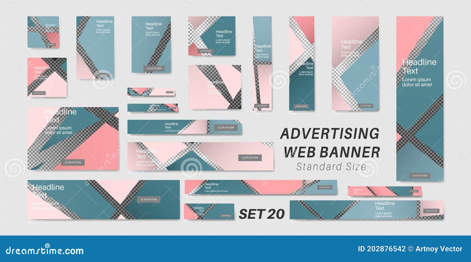 Vector Collection of Web Banner Ads with Standard Sizes. Background ...