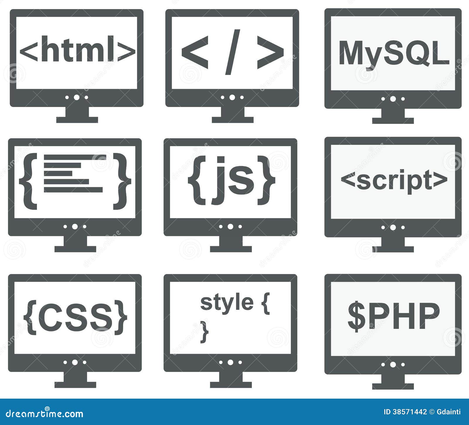 Vector Collection Of Web Development Icons: Html, Css, Tag, Mysql ... Vector Collection Of Web Development Icons: Html, Css, Tag, Mysql ...