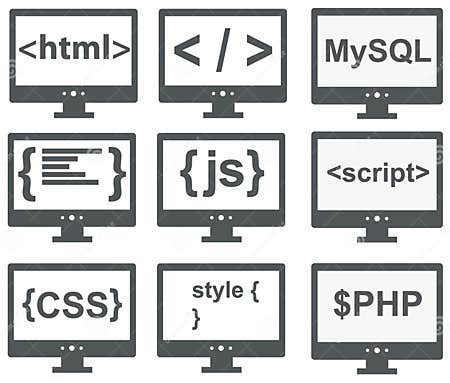 Vector Collection of Web Development Icons: Html, Css, Tag, Mysql ...