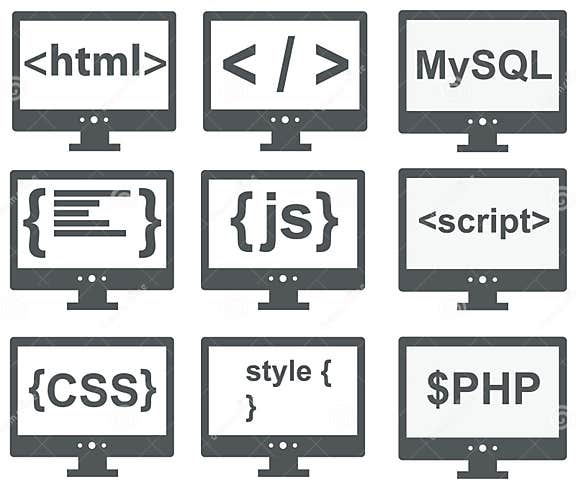 Vector Collection of Web Development Icons: Html, Css, Tag, Mysql ...