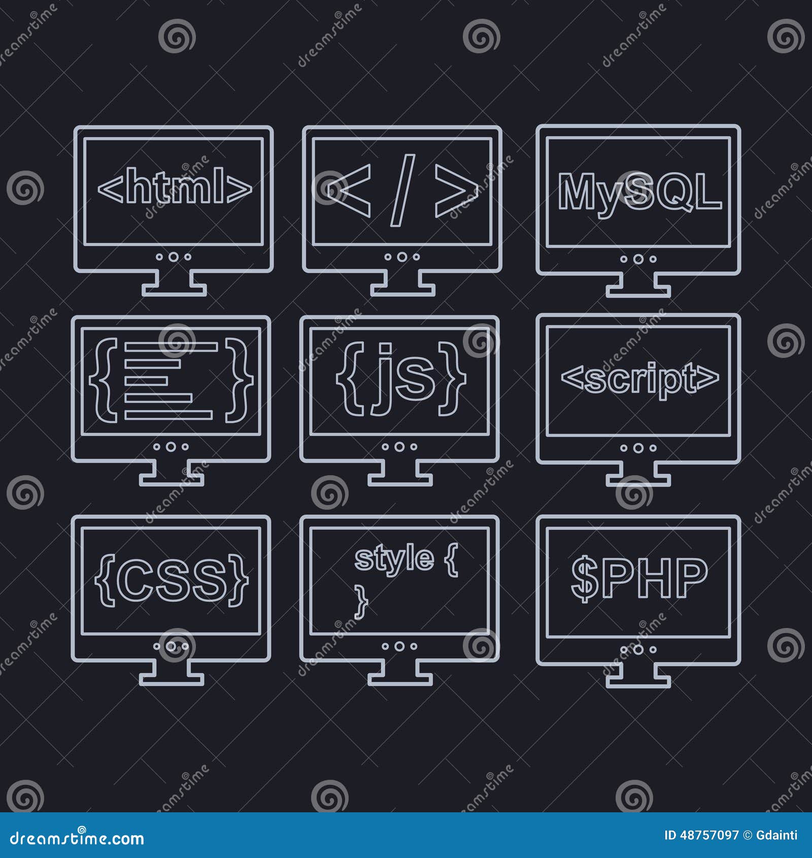 Vector Collection Of Web Development Icons - Html | CartoonDealer.com ... Vector Collection Of Web Development Icons - Html | CartoonDealer.com ...