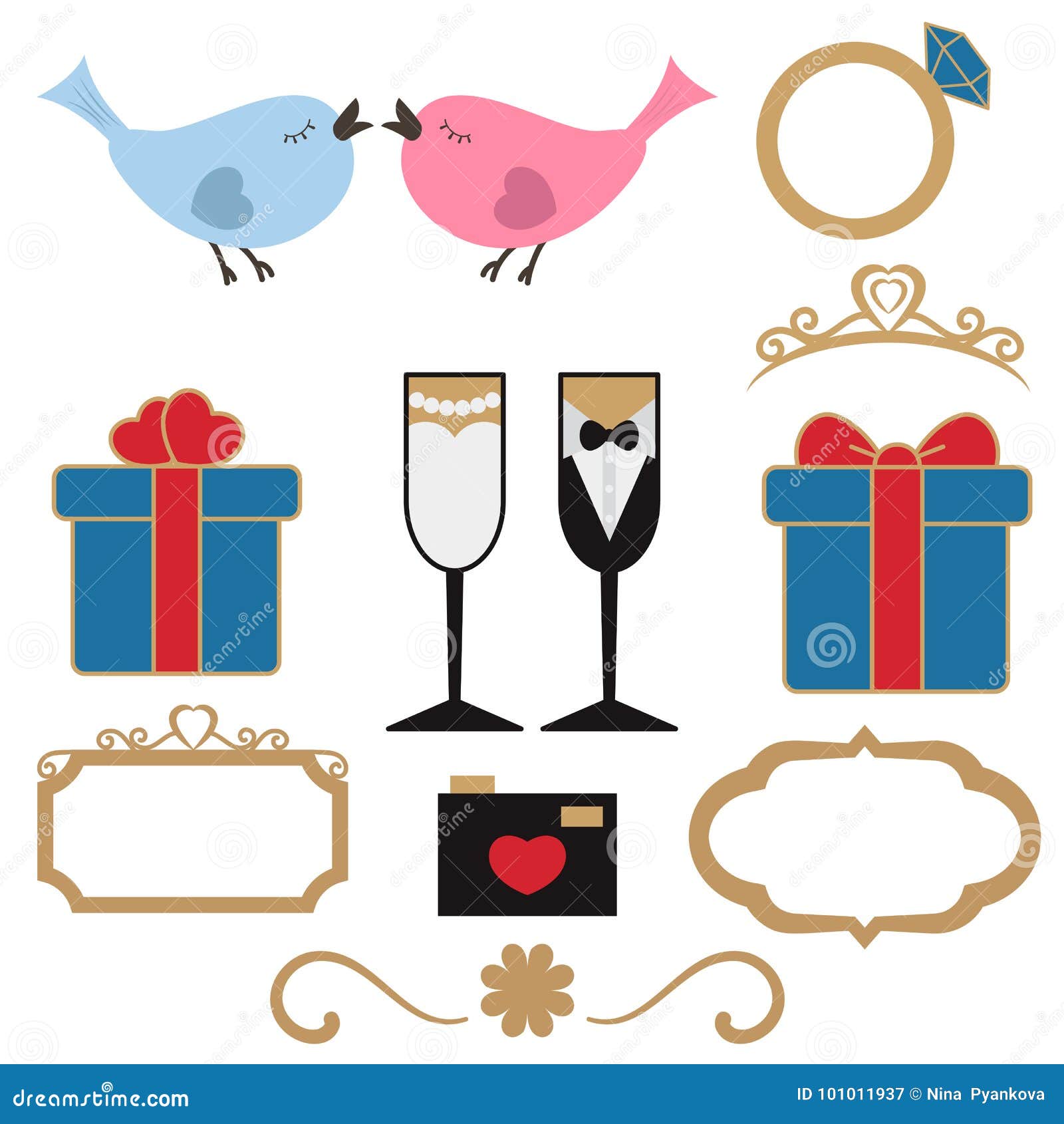 Vector Collection of Wedding Objects Stock Vector - Illustration of ...