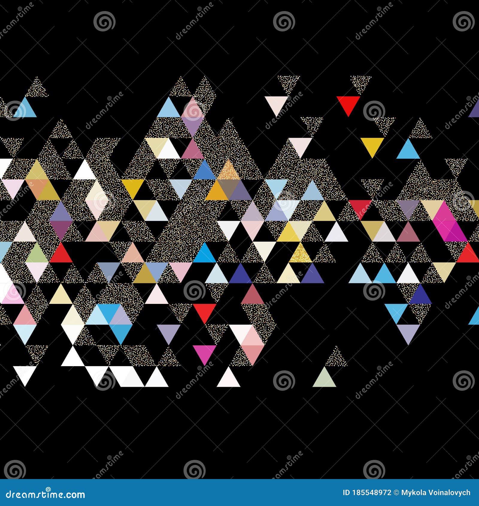 Vector Color Abstract Geometric Banner with Triangle Shapes on Darck ...
