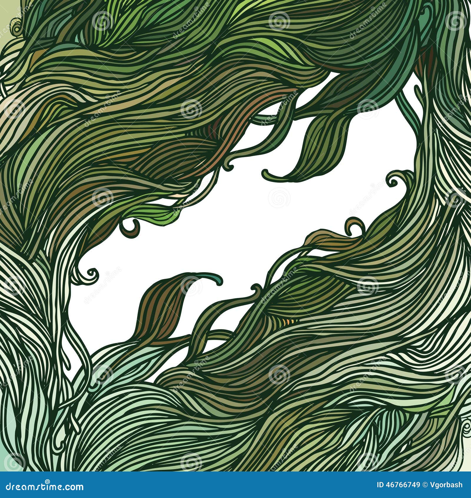 Vector Color Abstract Hand-drawn Hair Pattern Frame with Waves a Stock ...