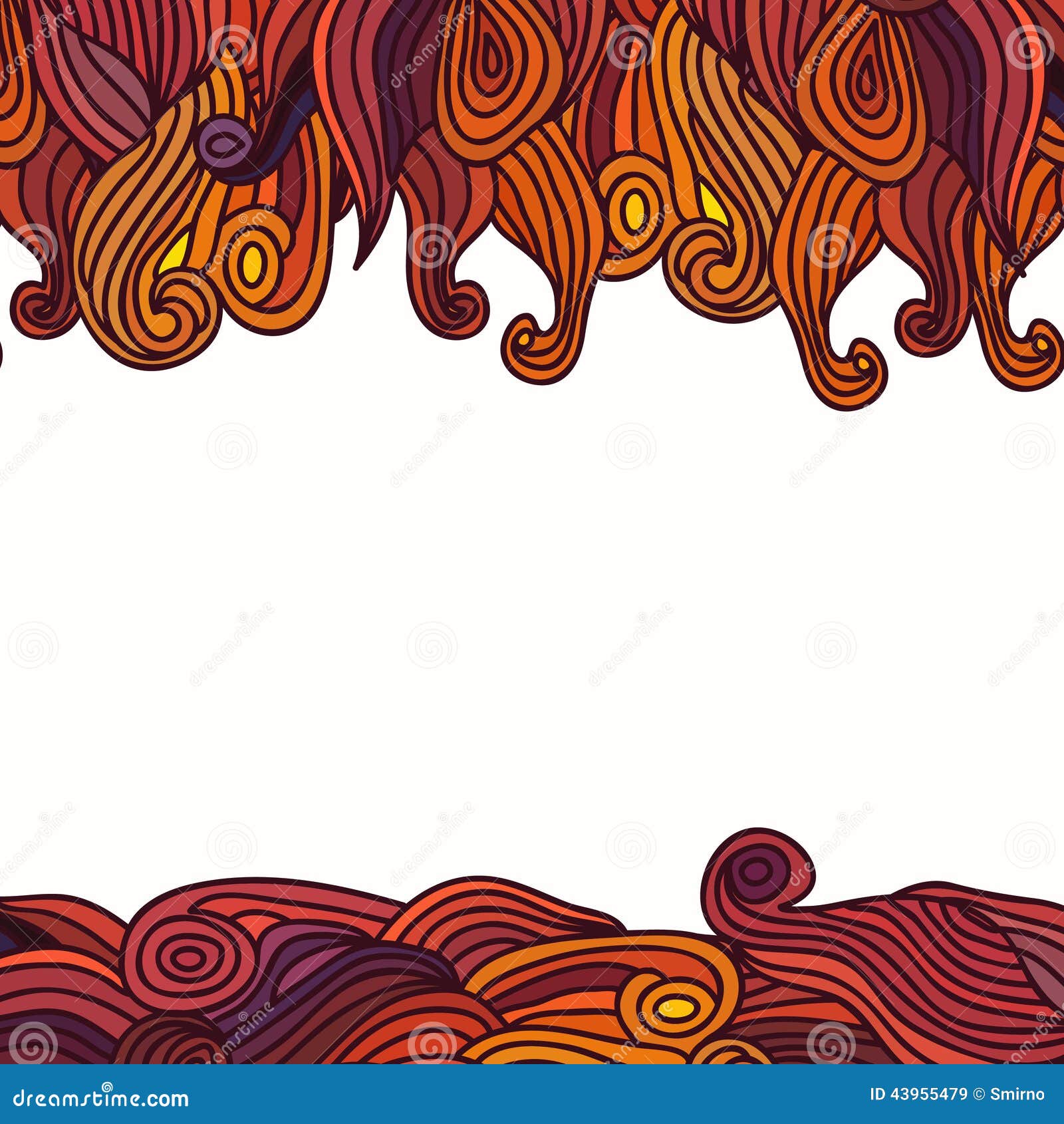 Vector Color Abstract Hand-drawn Hair Pattern with Waves and Clouds ...