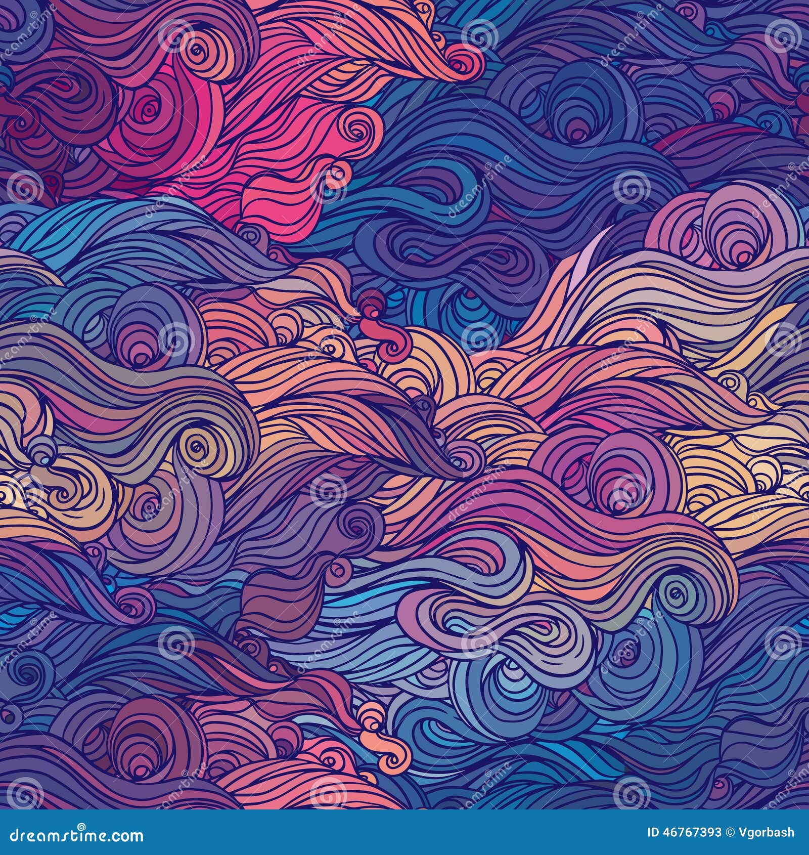 Vector Color Abstract Hand-drawn Hair Pattern Stock Vector ...