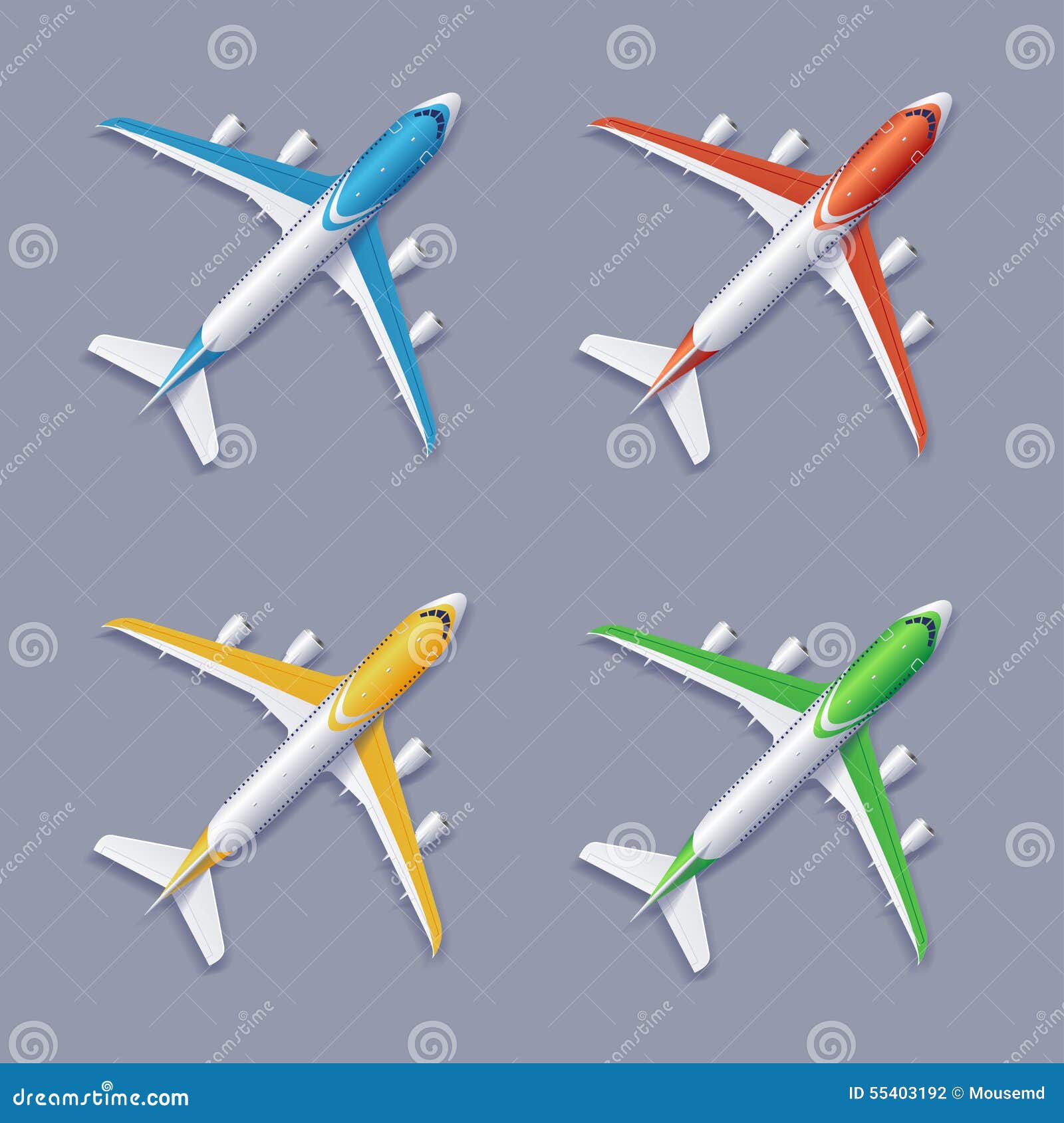 Vector Color Airplane Set stock vector. Illustration of flight - 55403192