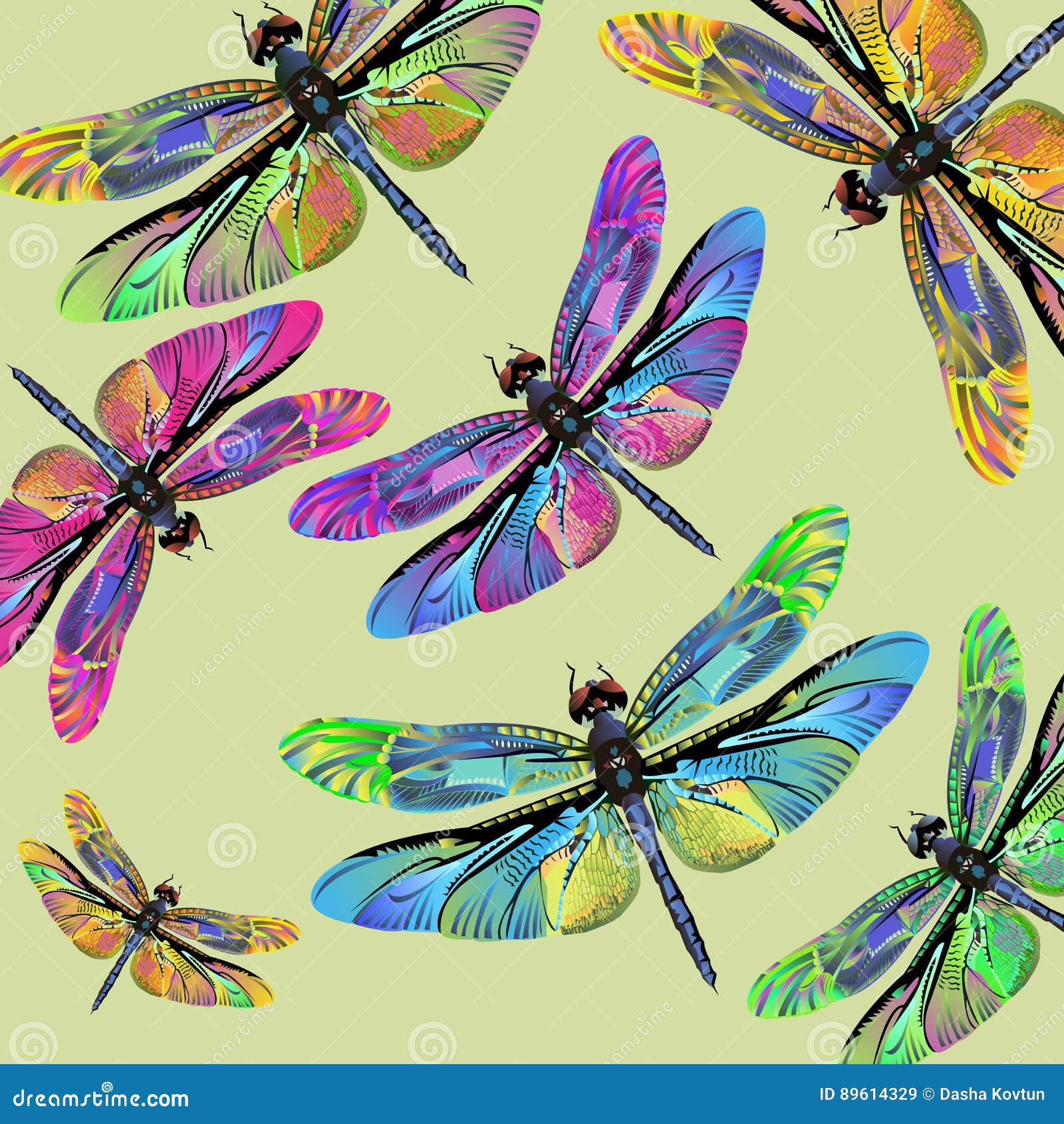 Vector Color Art Dragonfly Nature Wildlife Stock Illustration ...