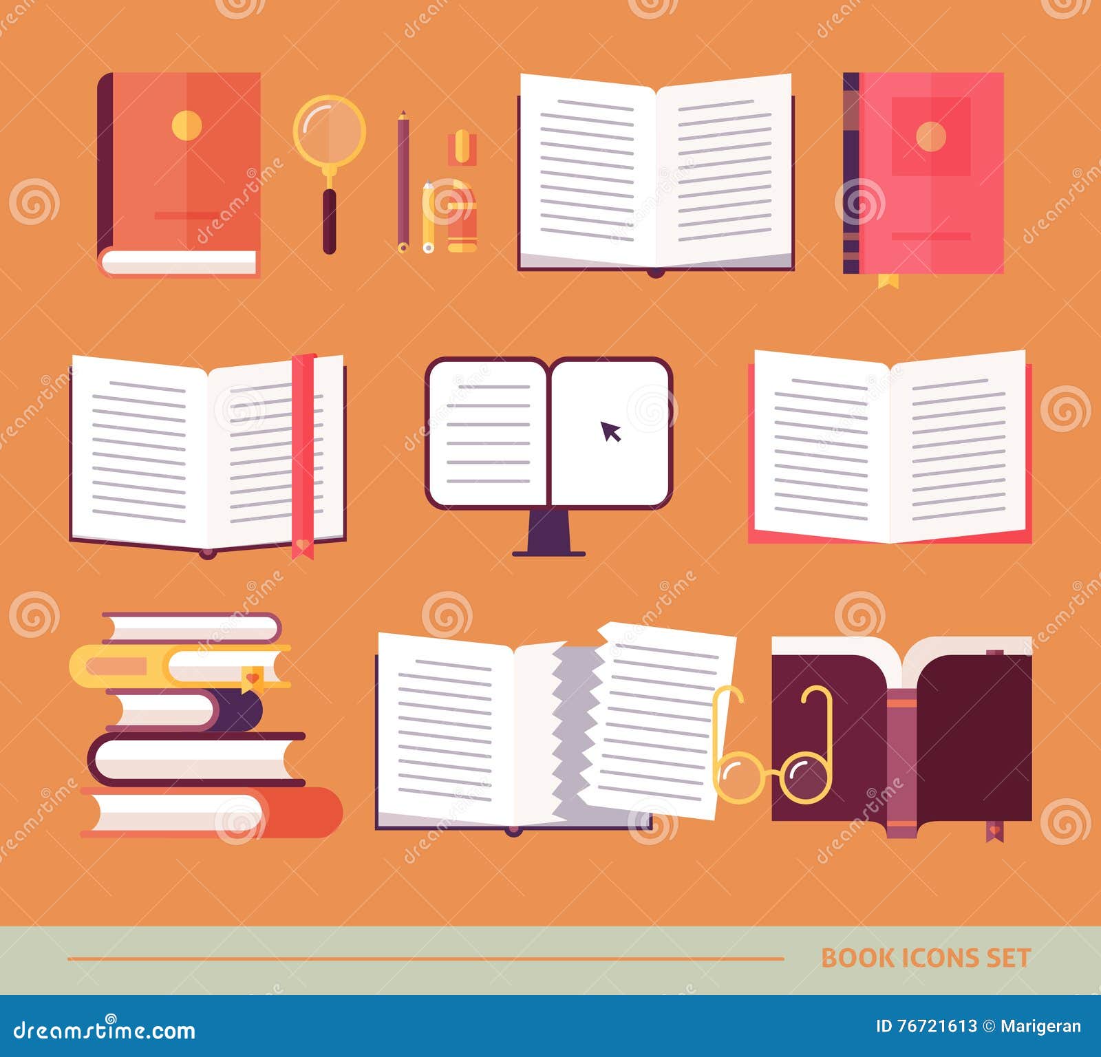 Vector color book icons stock vector. Illustration of book - 76721613
