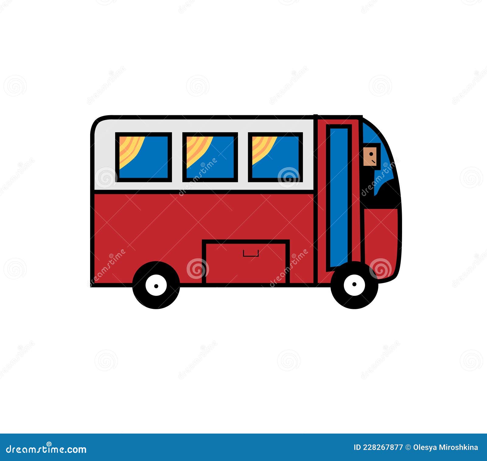 Vector Color Bus Icon Isolated on a White Background Stock Vector ...