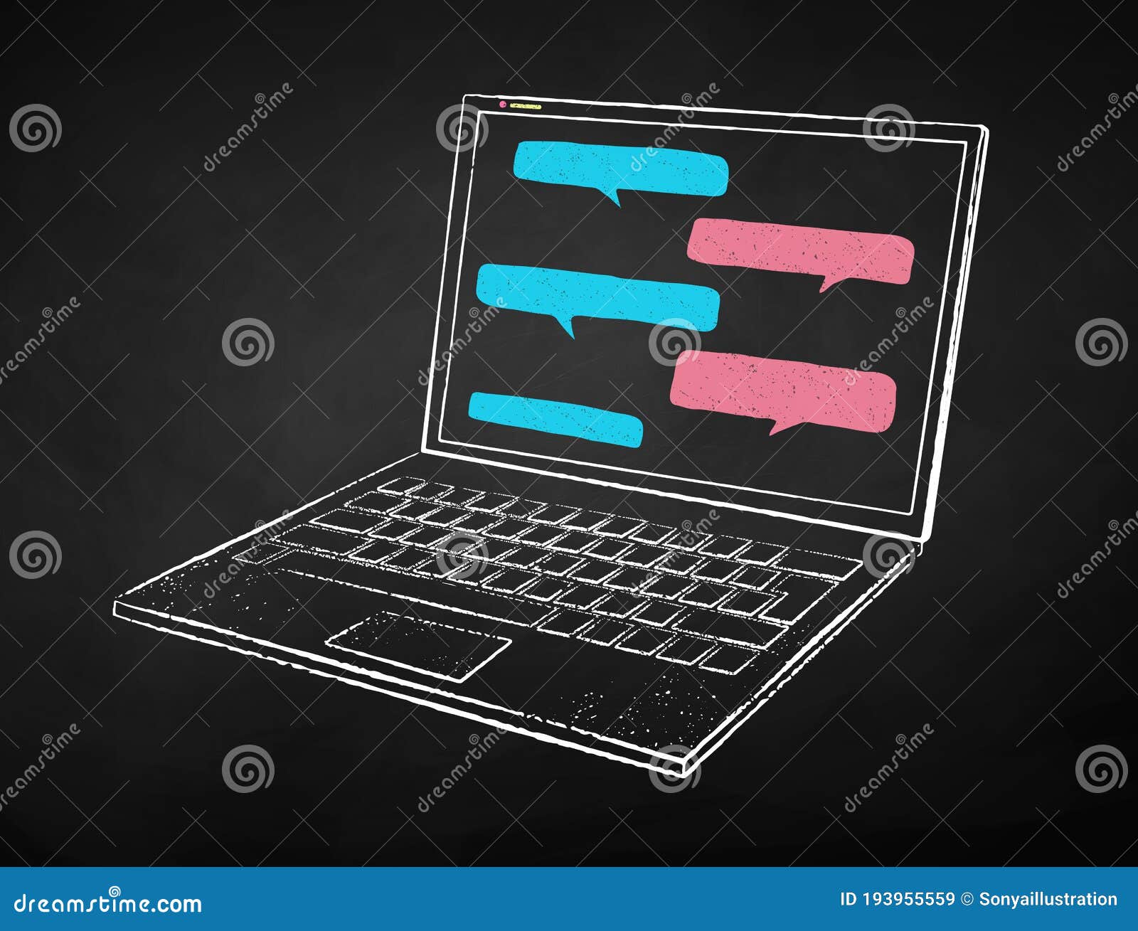Vector Color Chalk Drawn Illustration of Computer Stock Vector ...