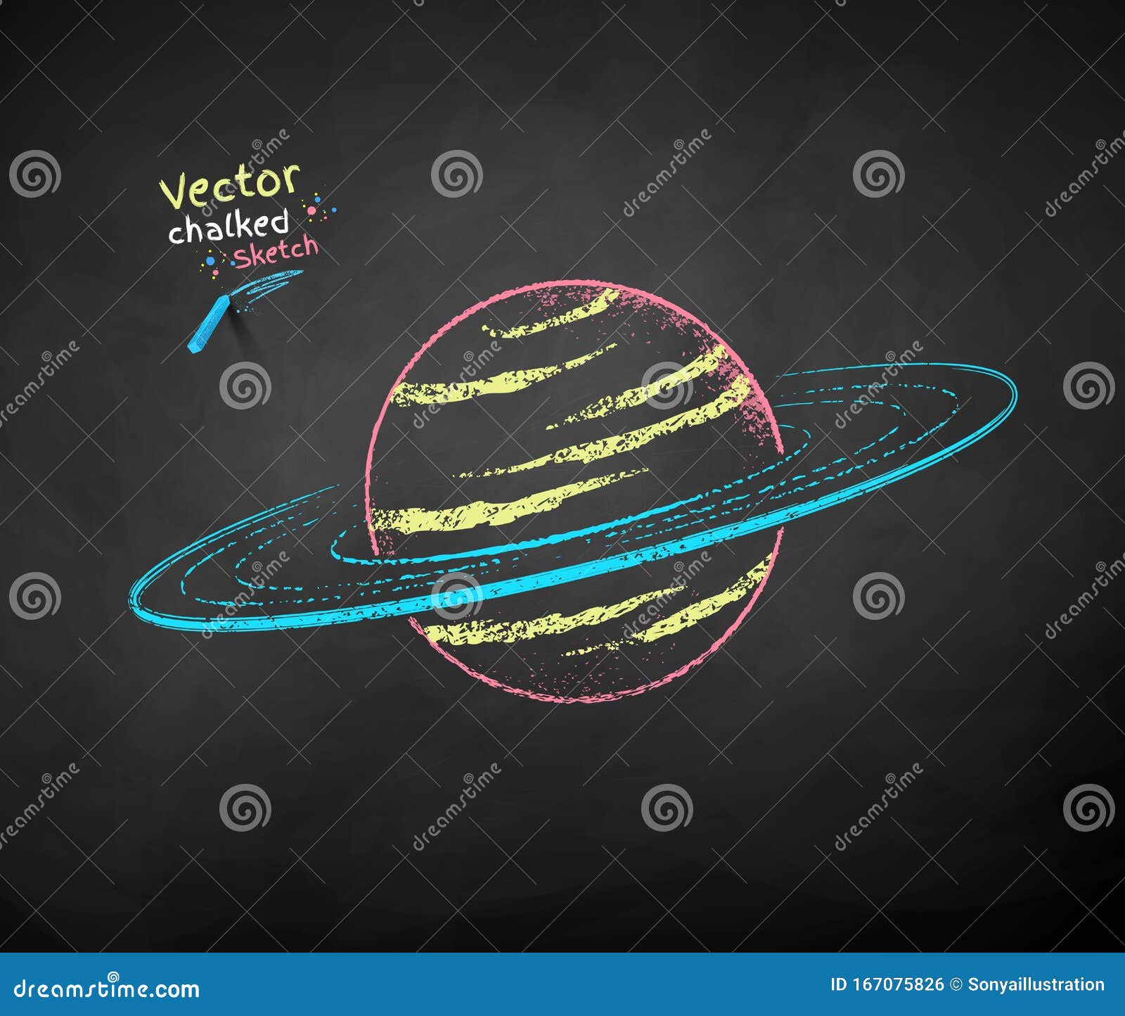 Vector Color Chalk Drawn Illustration of Saturn 向量例证 - 插画 包括有 土星, 黑暗 ...