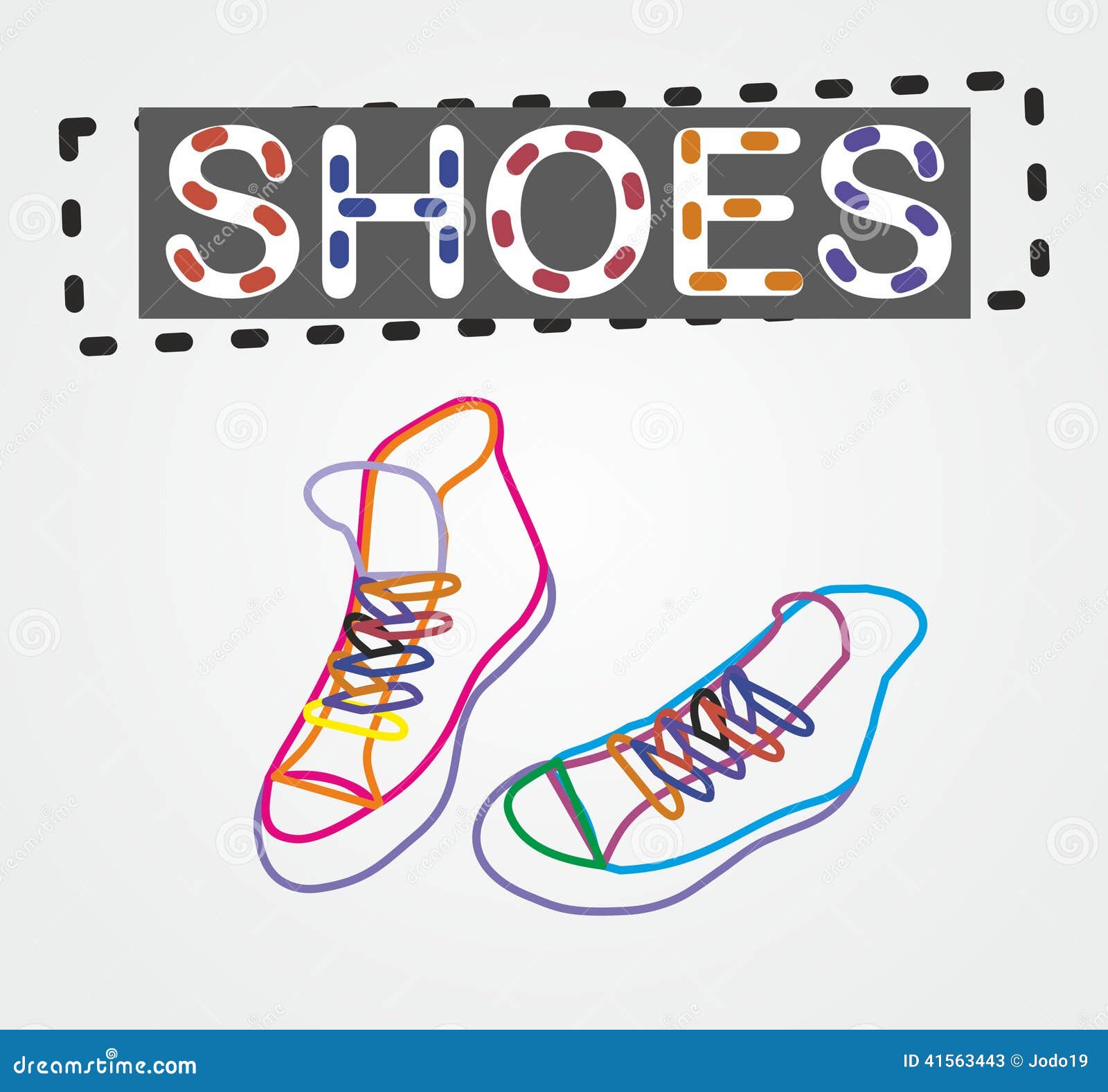 Vector color contour shoes stock vector. Illustration of rainbow - 41563443