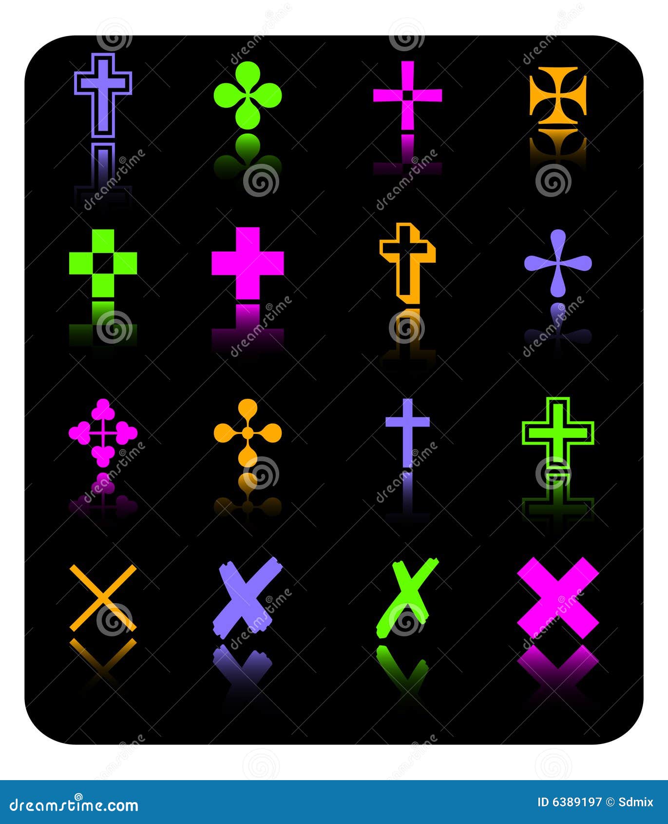 Vector Color Cross Icon Set Stock Vector - Illustration of elements ...