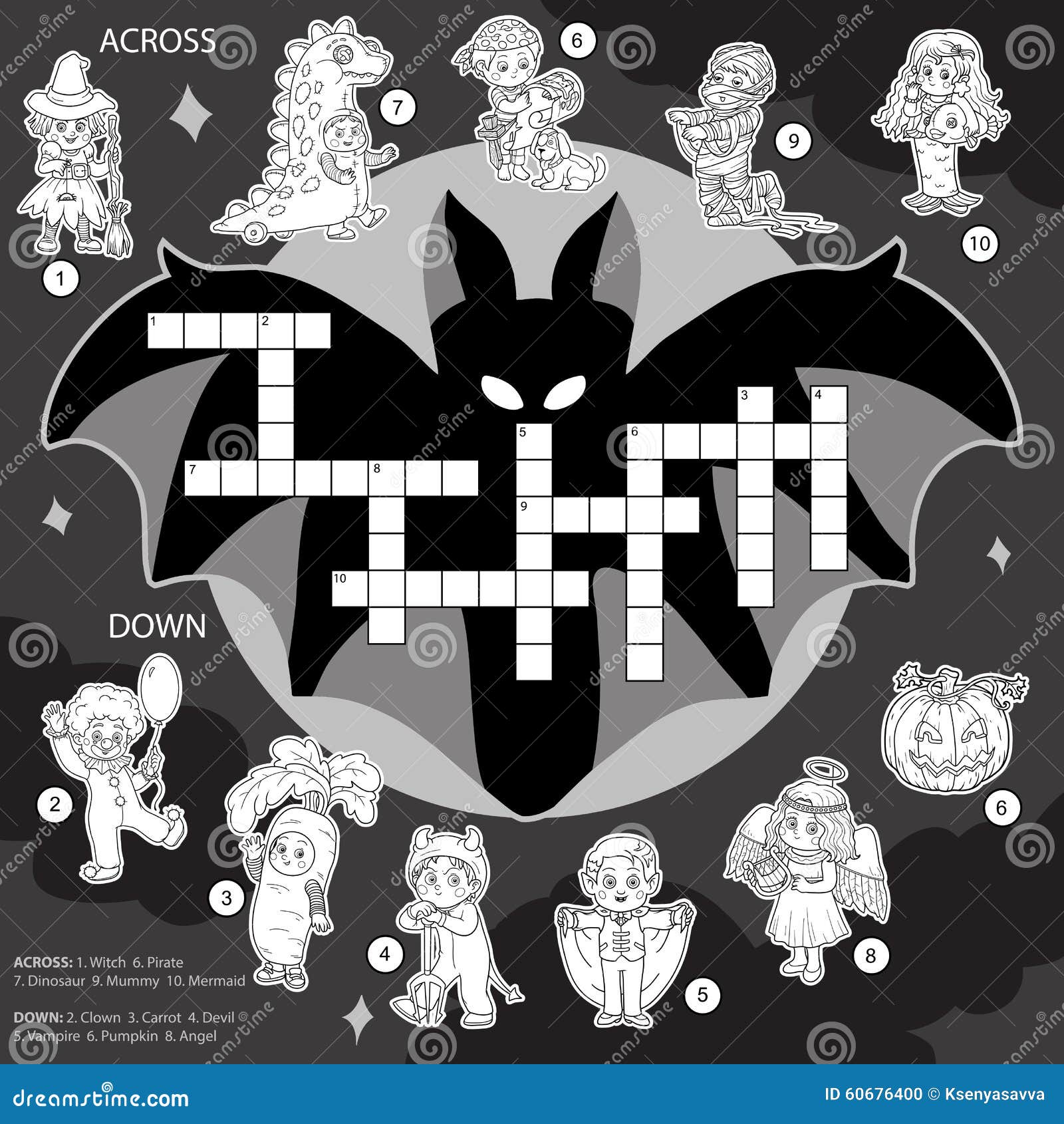 Vector Color Crossword, Education Game about Halloween Stock Vector ... Vector Color Crossword, Education Game about Halloween Stock Vector ...