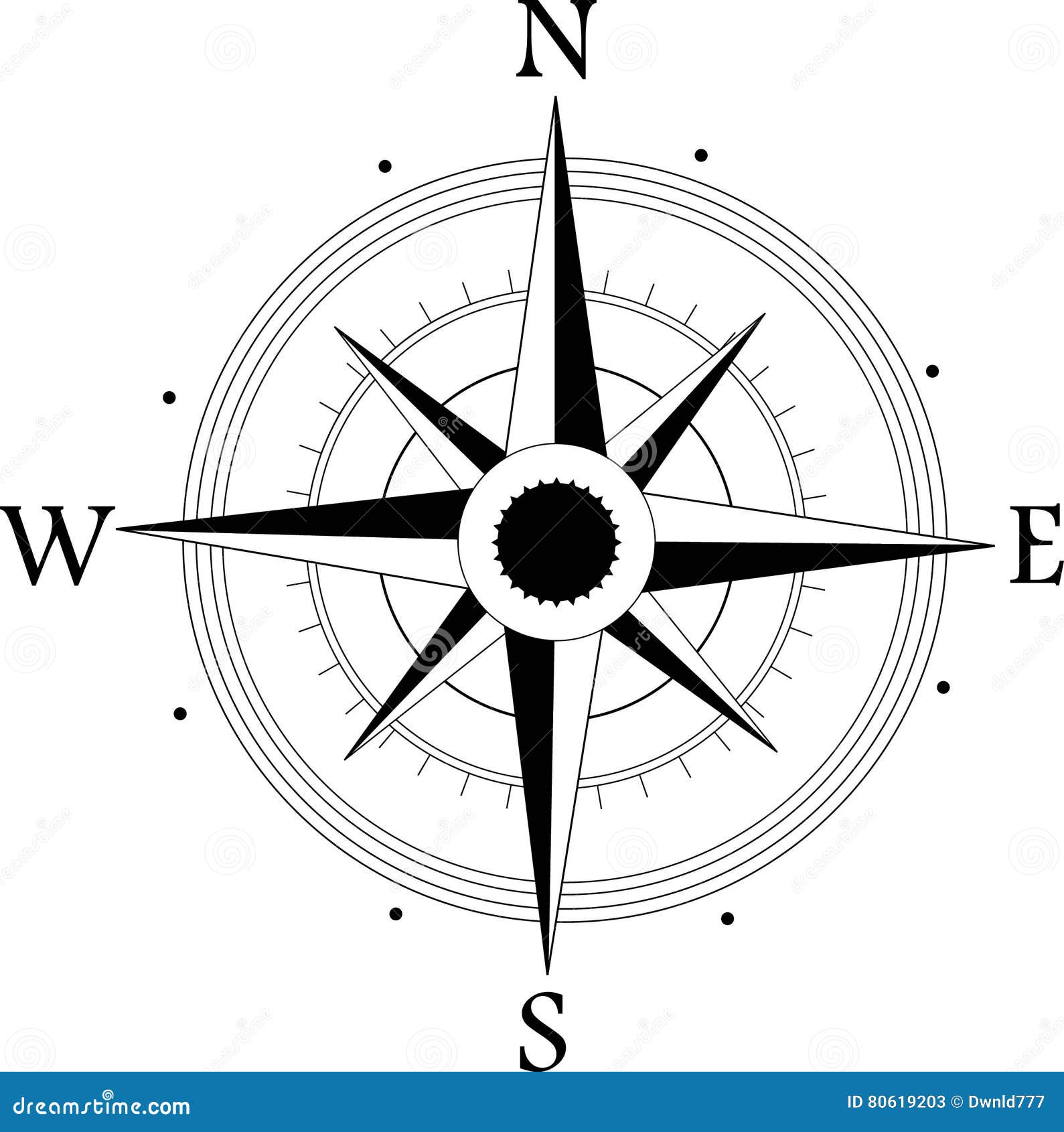 Vector Color De Rosa Del Viento Blanco Y Negro Stock de ilustración ...