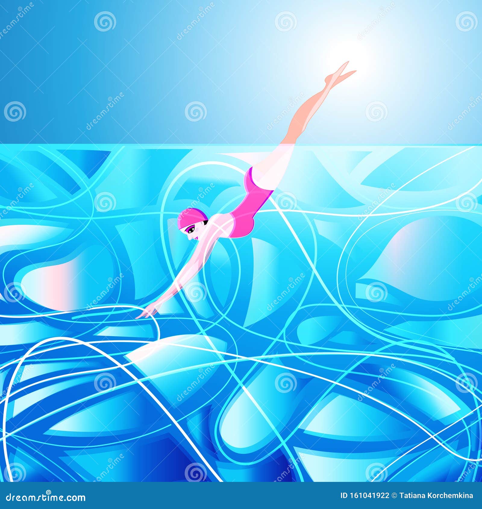 Vector Color Diving Swimmer Competition in the Pool Stock Illustration ...