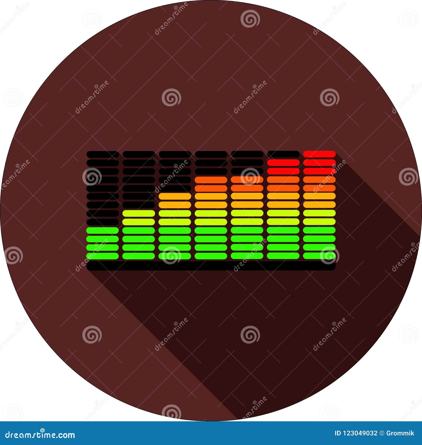 Color Equalizer Icon with Shadow on a Circle of Dark Red Color, Stock ...