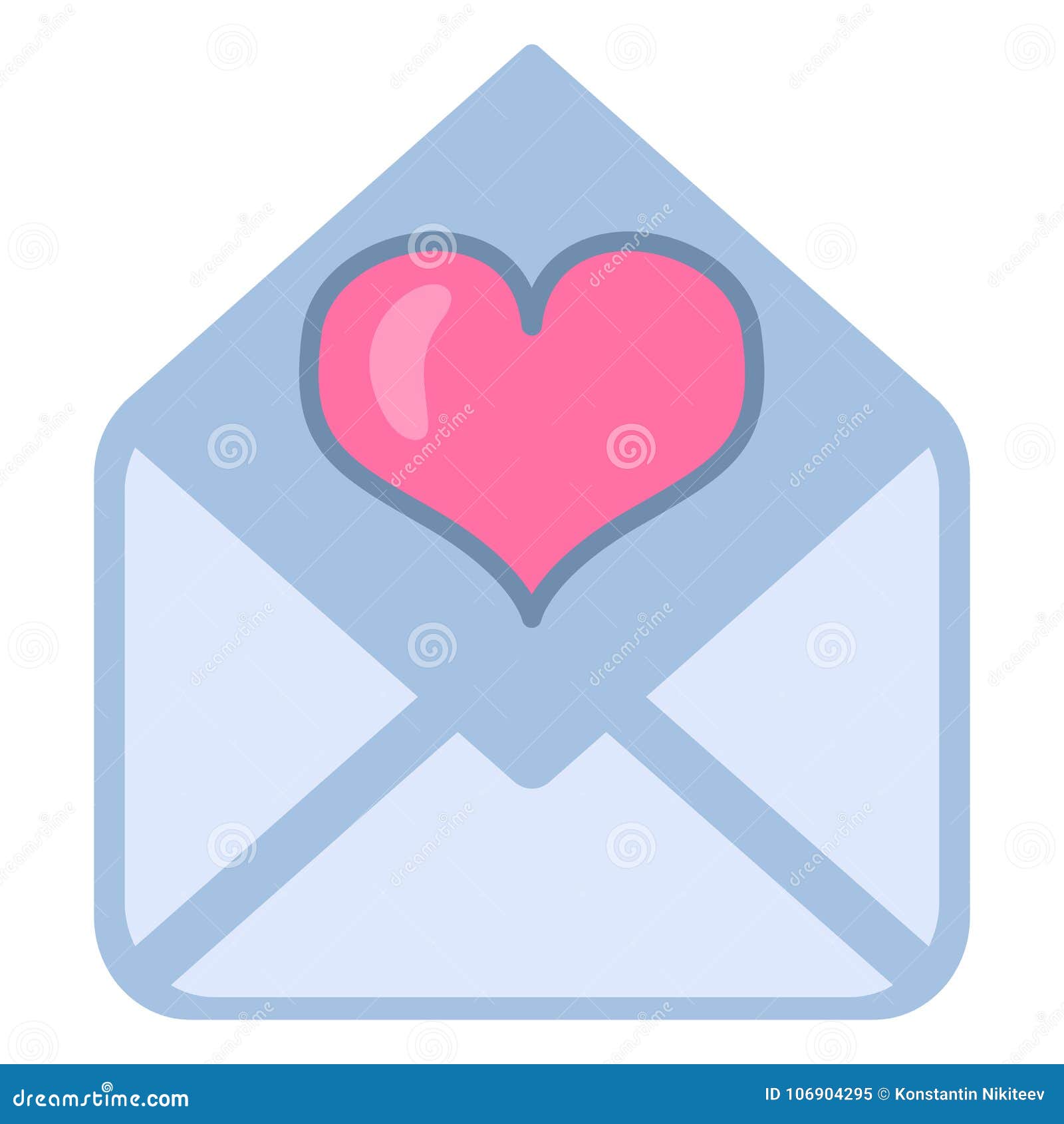 Vector Single Open Postal Envelope with Love Icon Stock Vector ...