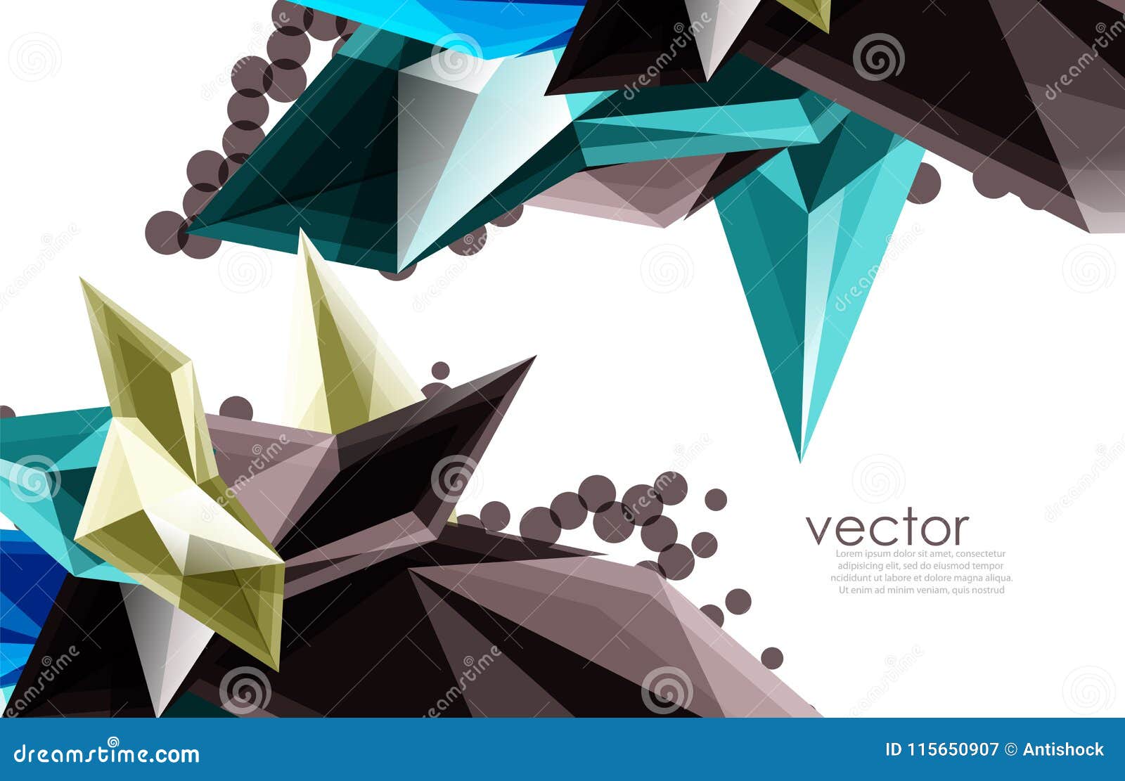 Color Glass Crystals on White Background, Geometric Abstract ...