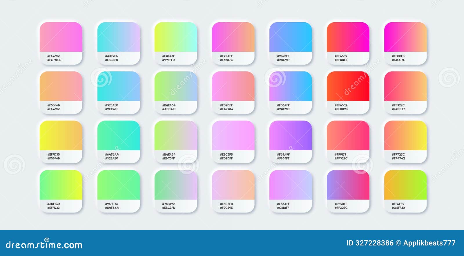 Vector Color Gradient Set. Color Palette Catalog Samples in RGB or HEX ...